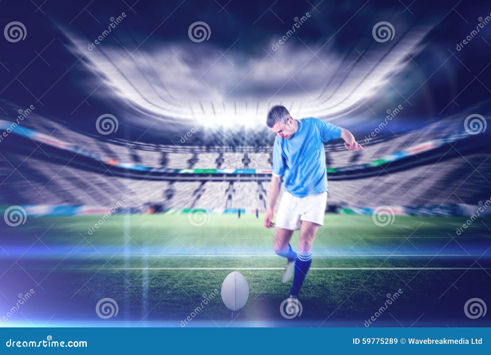 Composite Image of Rugby Player Doing a Drop Kick Stock Image - Image ...