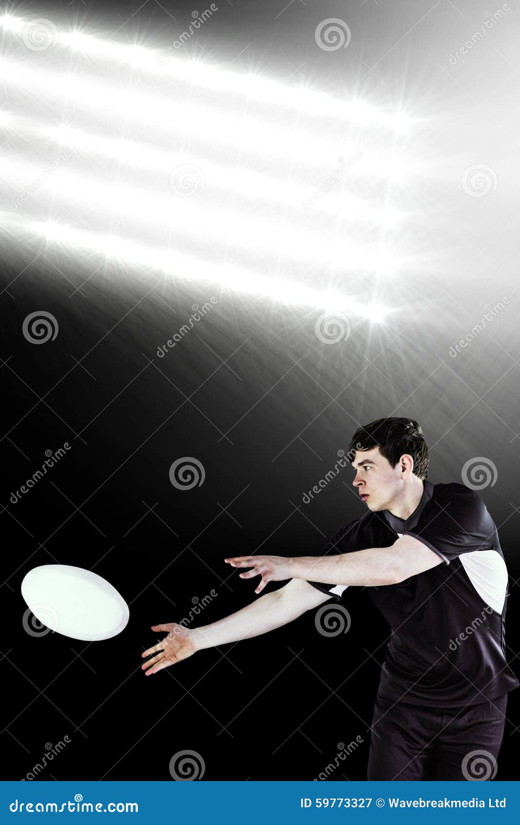 Composite Image of Rugby Player Doing a Side Pass Stock Image - Image ...