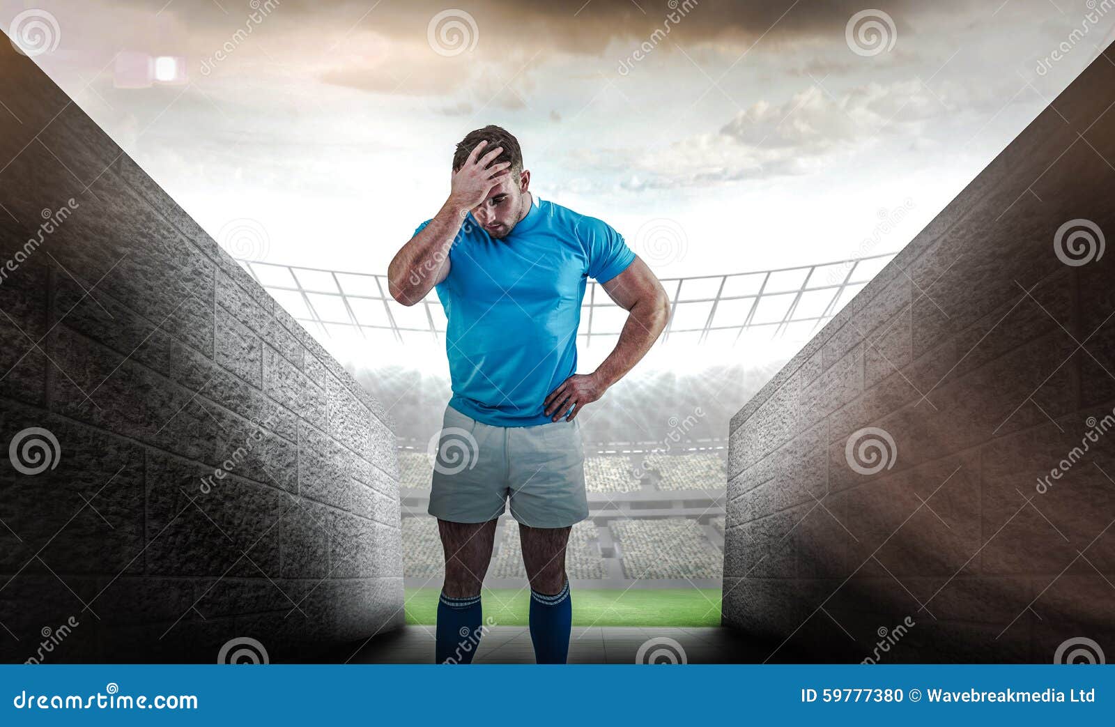 Composite Image of Rugby Player after a Loss Stock Photo - Image of ...