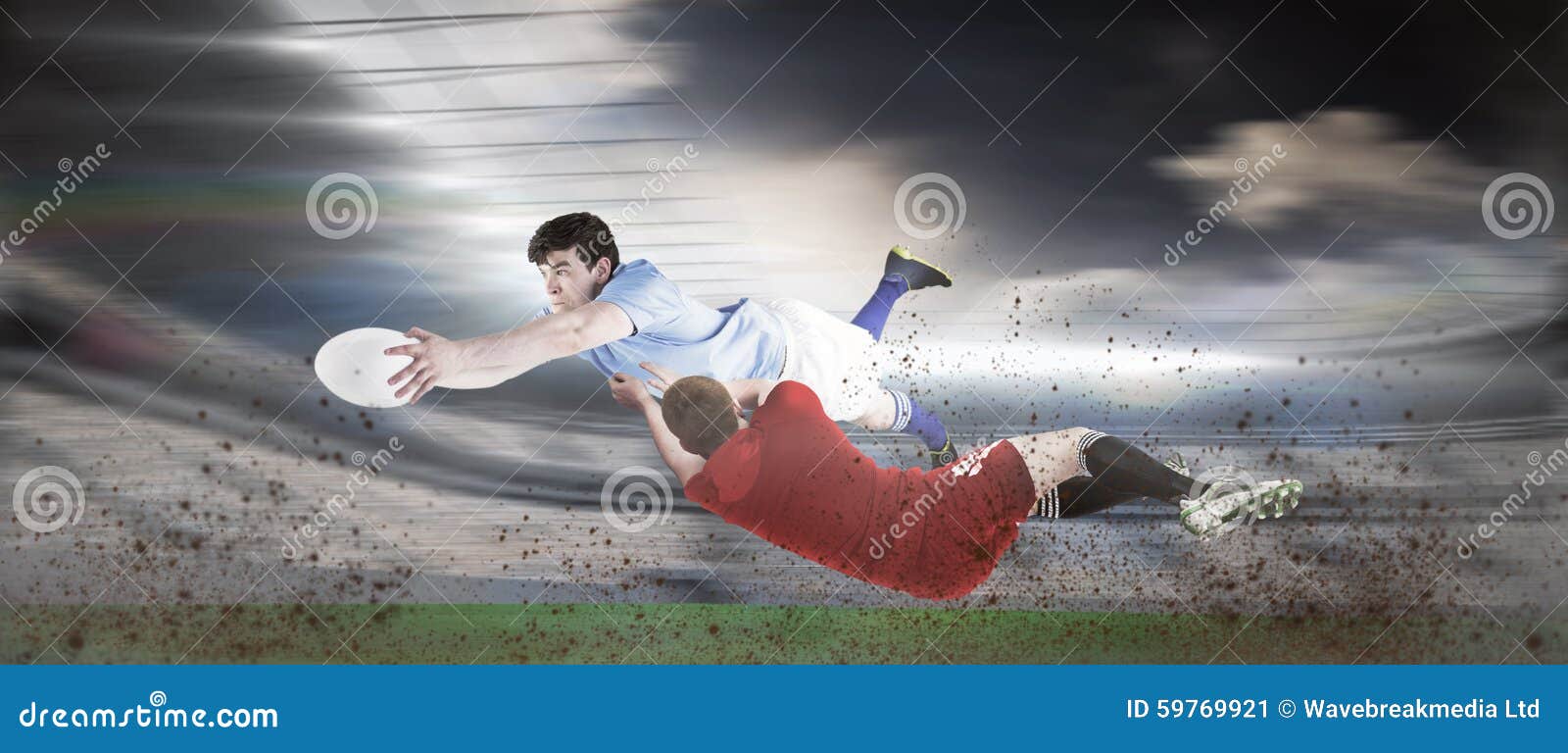 Composite Image of a Rugby Player Scoring a Try Stock Image - Image of ...