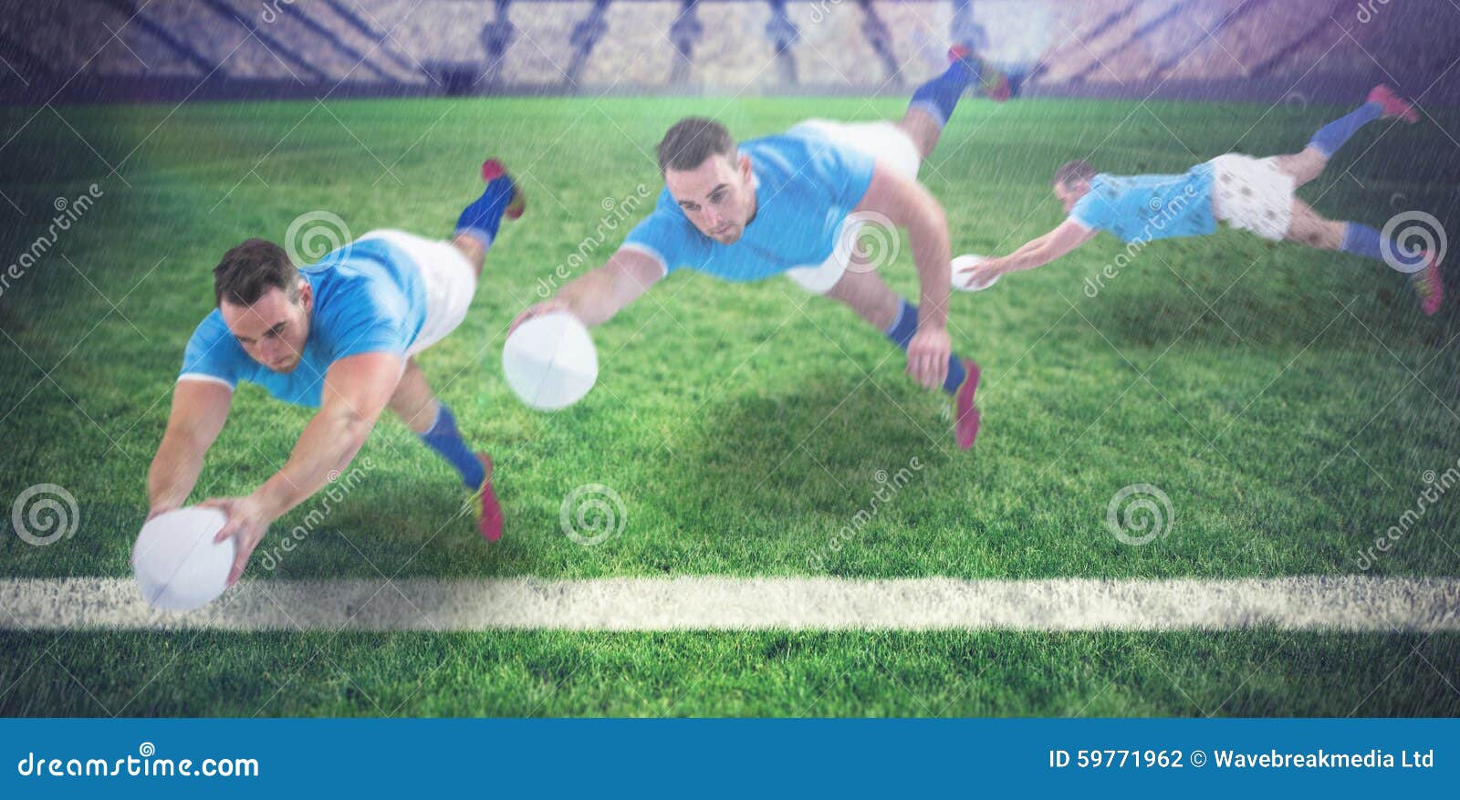 Composite Image of Rugby Player Scoring a Try Stock Photo - Image of ...