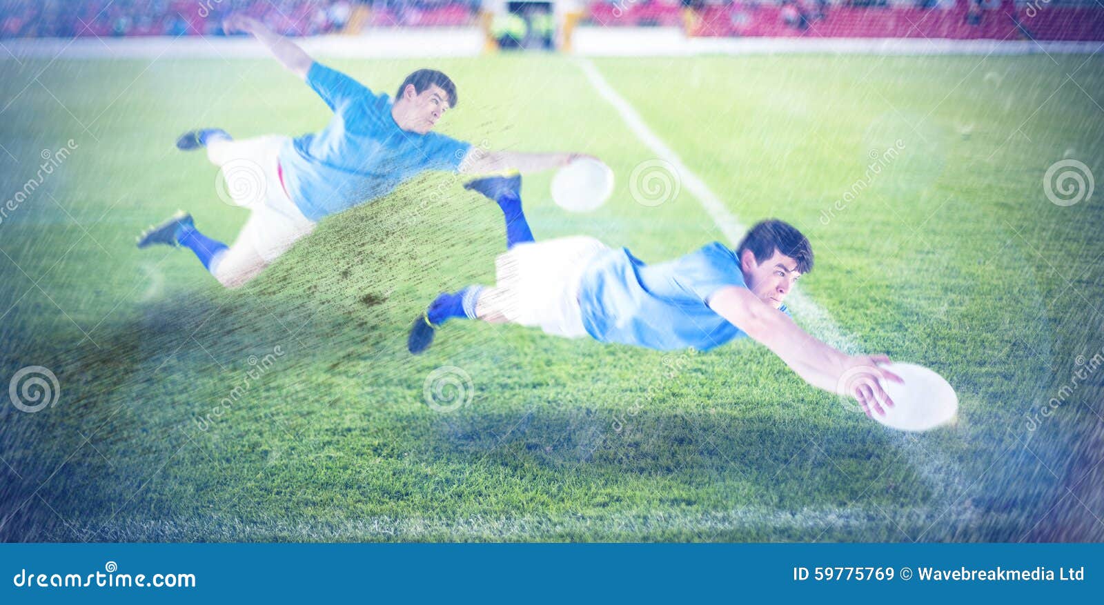 Composite Image of a Rugby Player Scoring a Try Stock Image - Image of ...