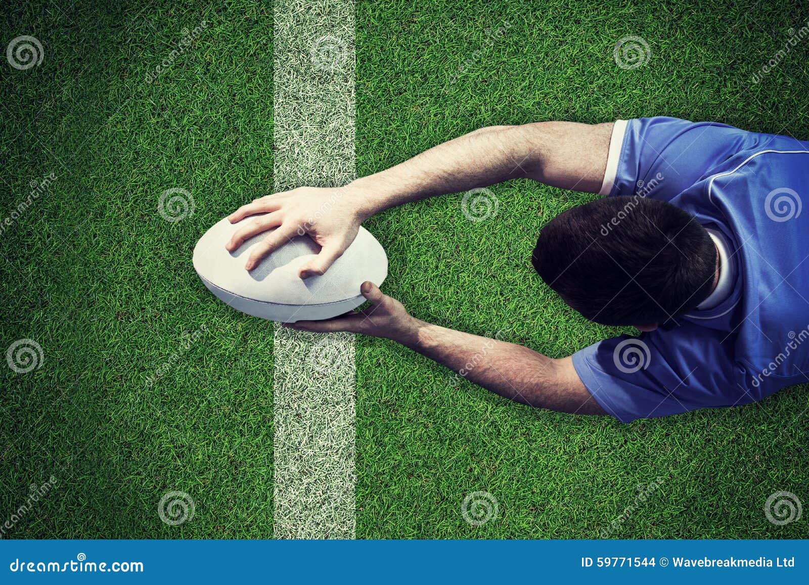 Composite Image of a Rugby Player Scoring a Try Stock Photo - Image of ...