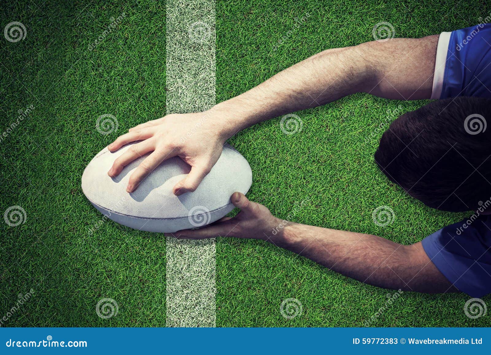 Composite Image of a Rugby Player Scoring a Try Stock Image - Image of ...