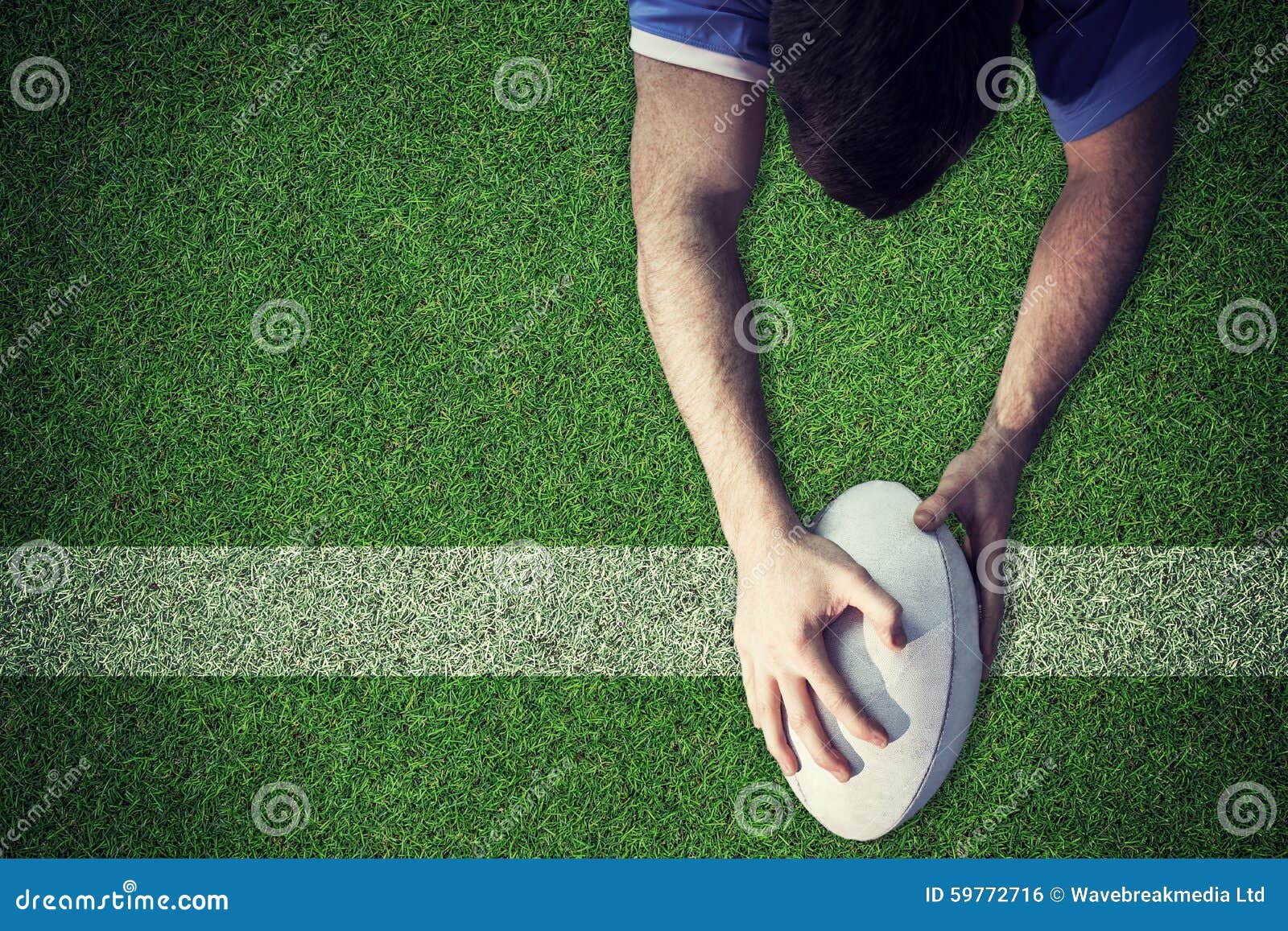 Composite Image of a Rugby Player Scoring a Try Stock Photo - Image of ...