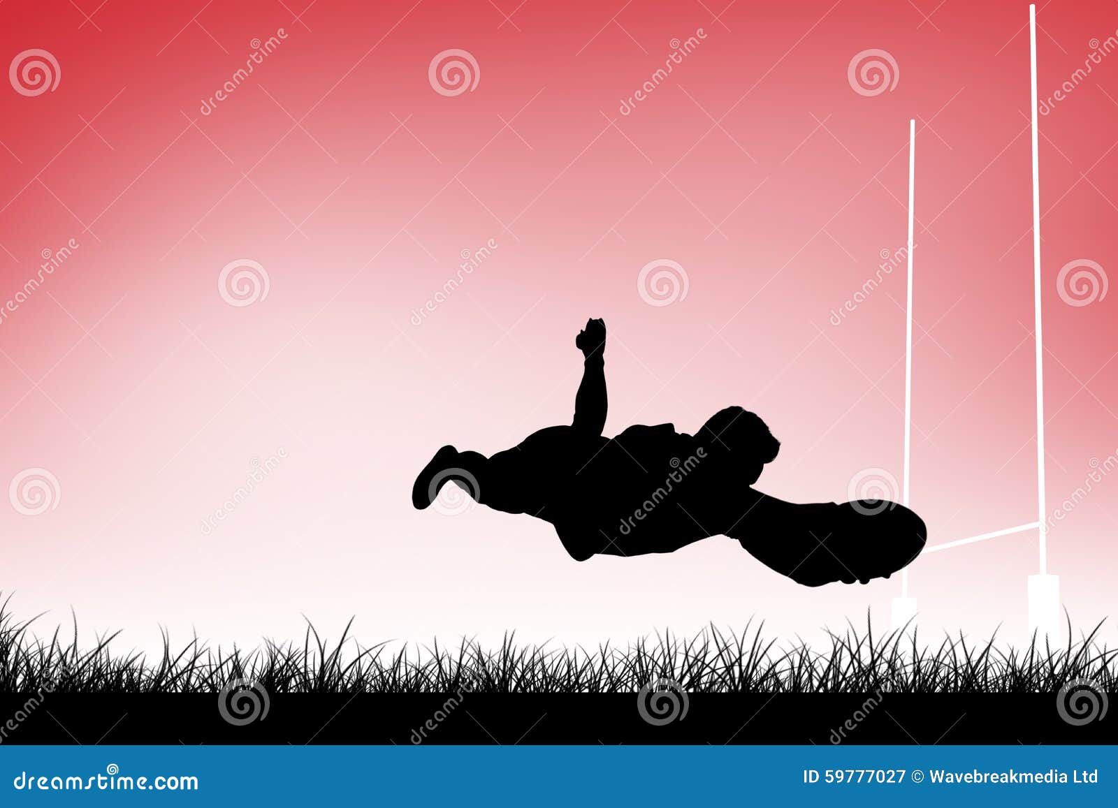 Composite Image of Rugby Player Scoring a Try Stock Image - Image of ...