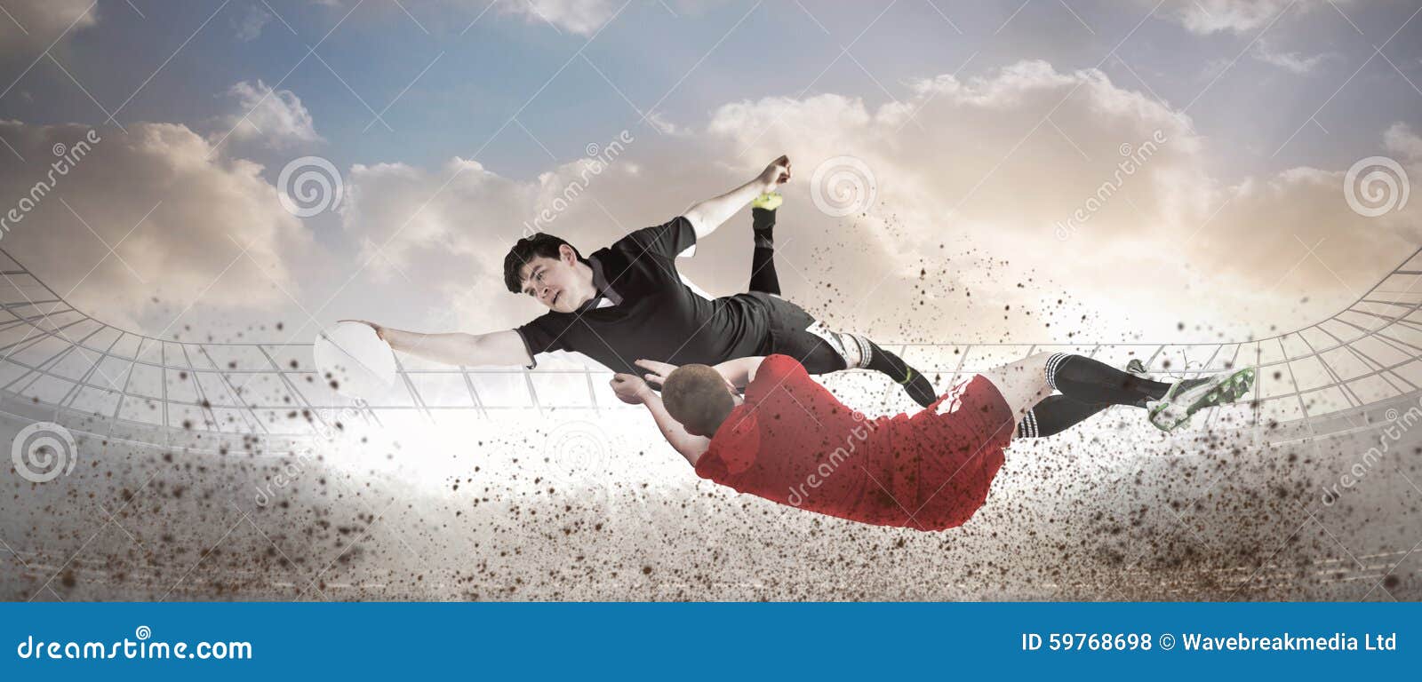 Composite Image of a Rugby Player Scoring a Try Stock Photo - Image of ...