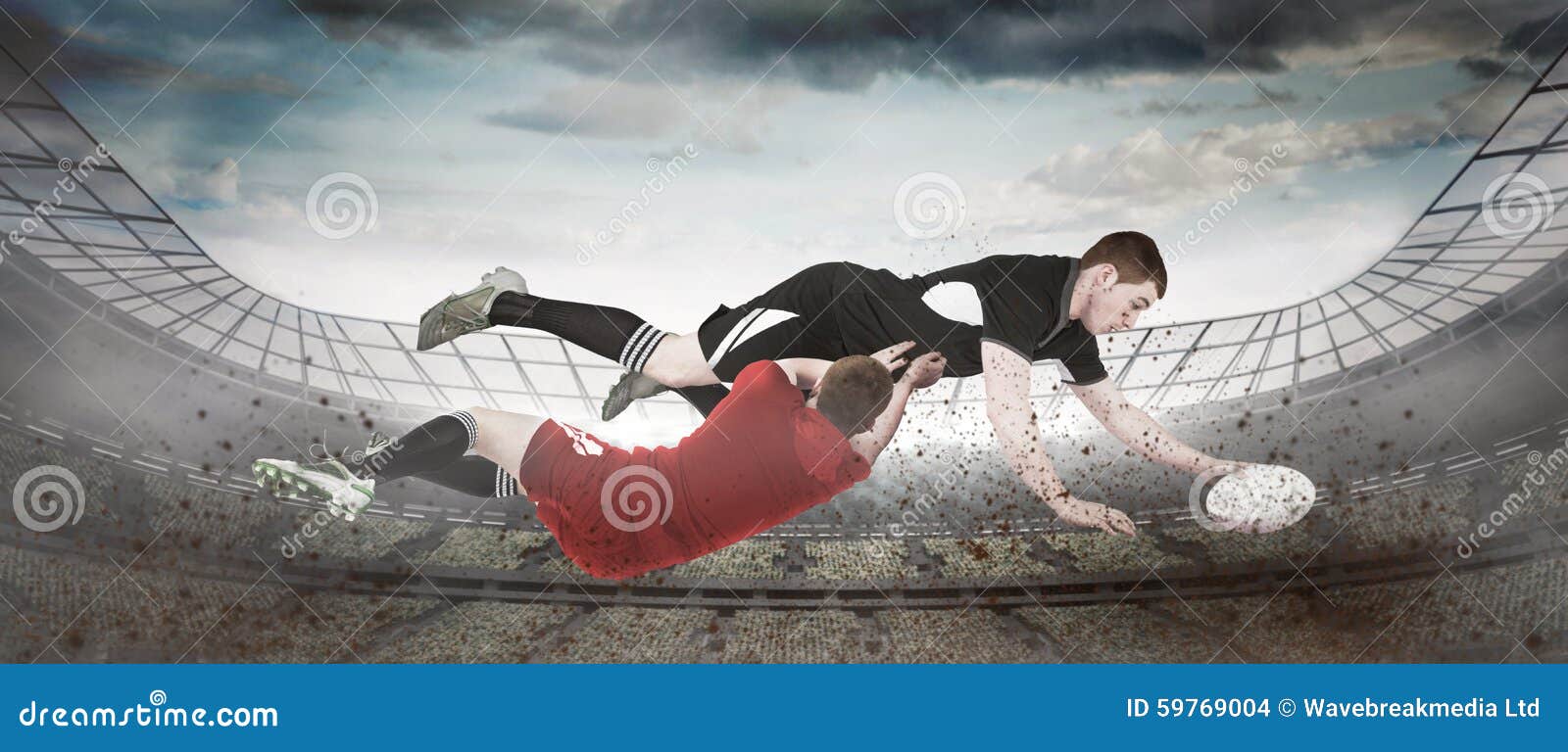 Composite Image of a Rugby Player Scoring a Try Stock Photo - Image of ...