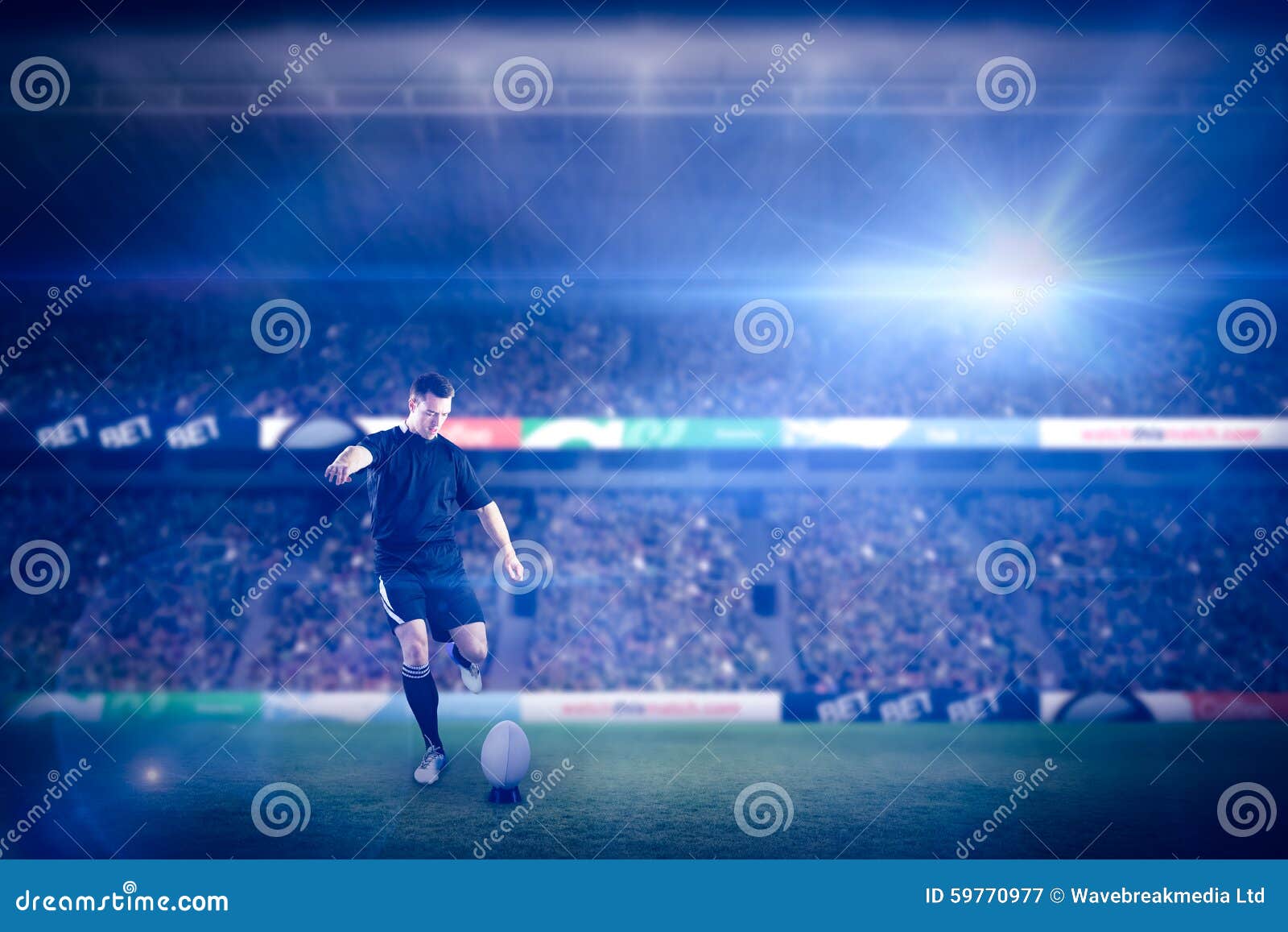 Composite Image of a Rugby Player Scoring a Try Stock Image - Image of ...