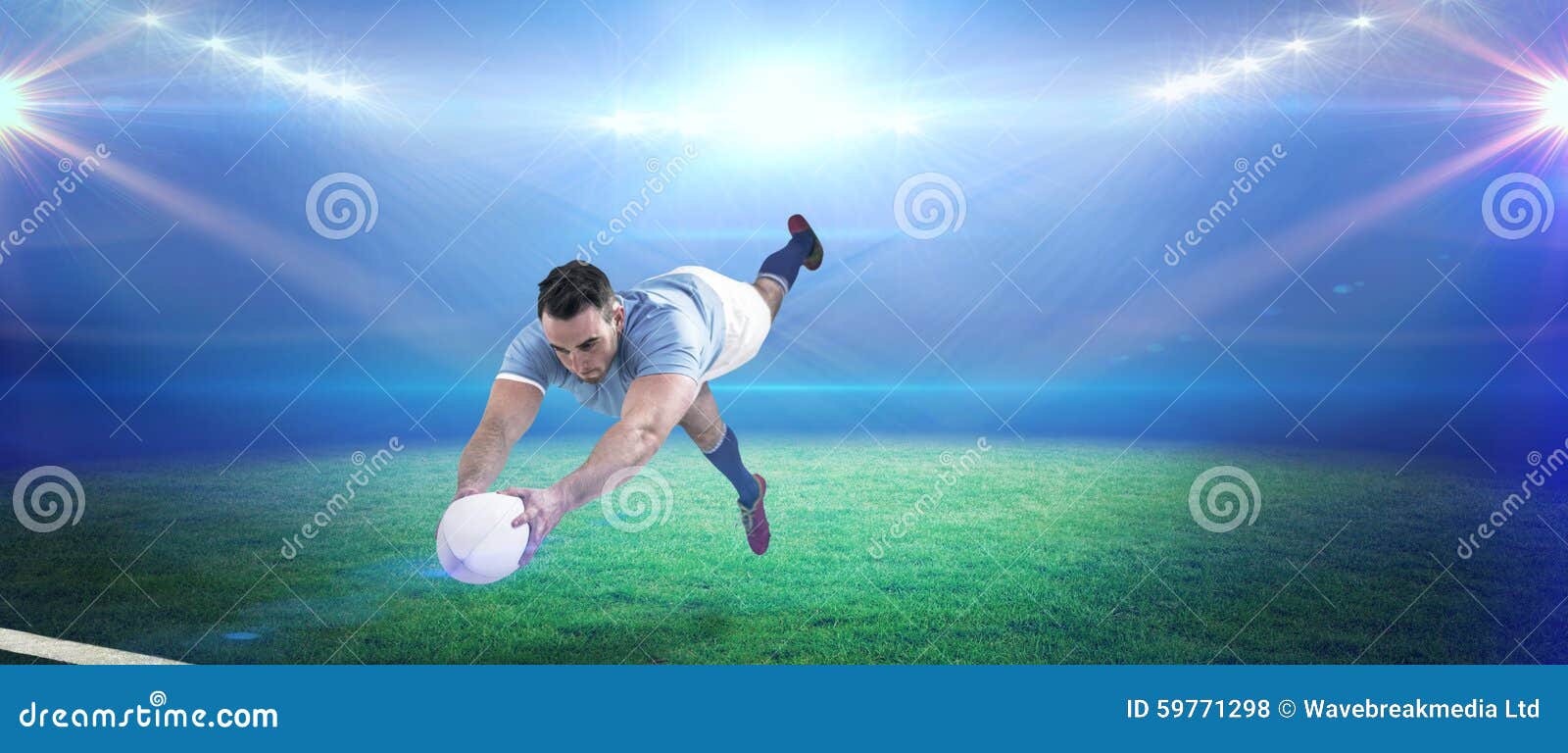 Composite Image of Rugby Player Scoring a Try Stock Photo - Image of ...