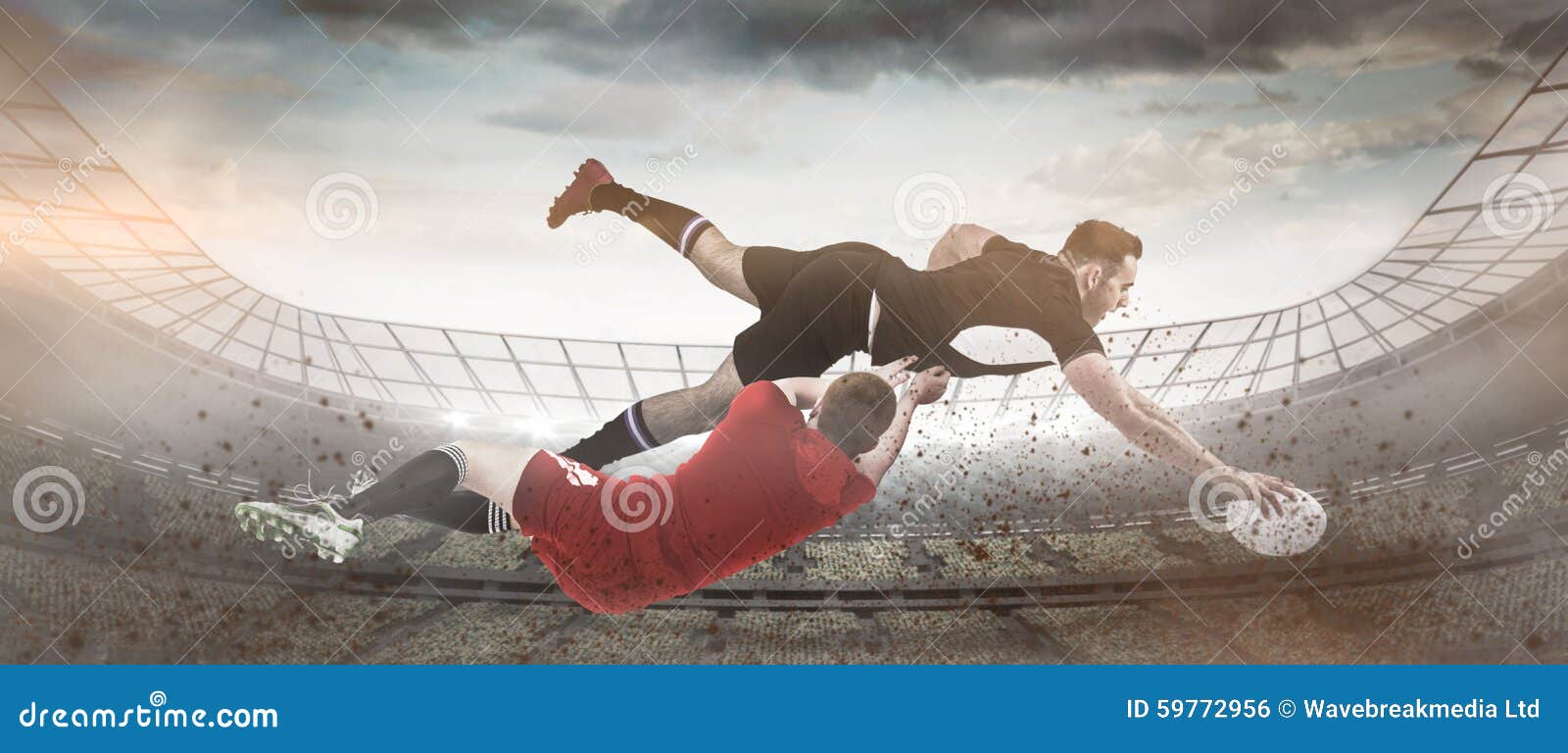 Composite Image of a Rugby Player Scoring a Try Stock Photo - Image of ...