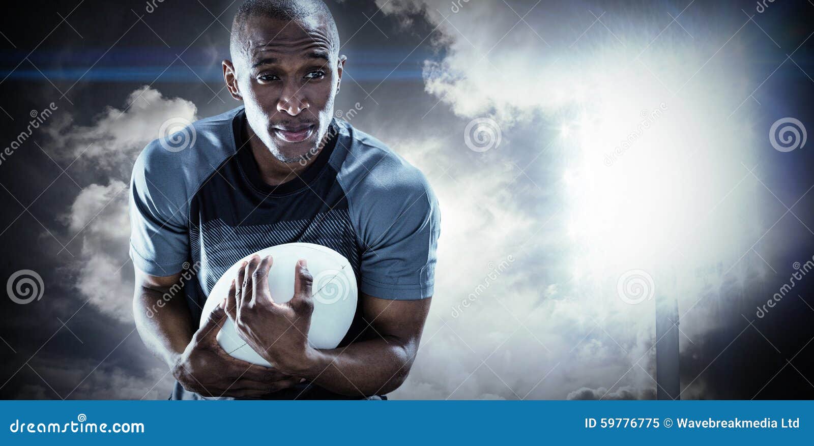 Composite Image of Rugby Player Smiling while Catching Ball Stock Image ...
