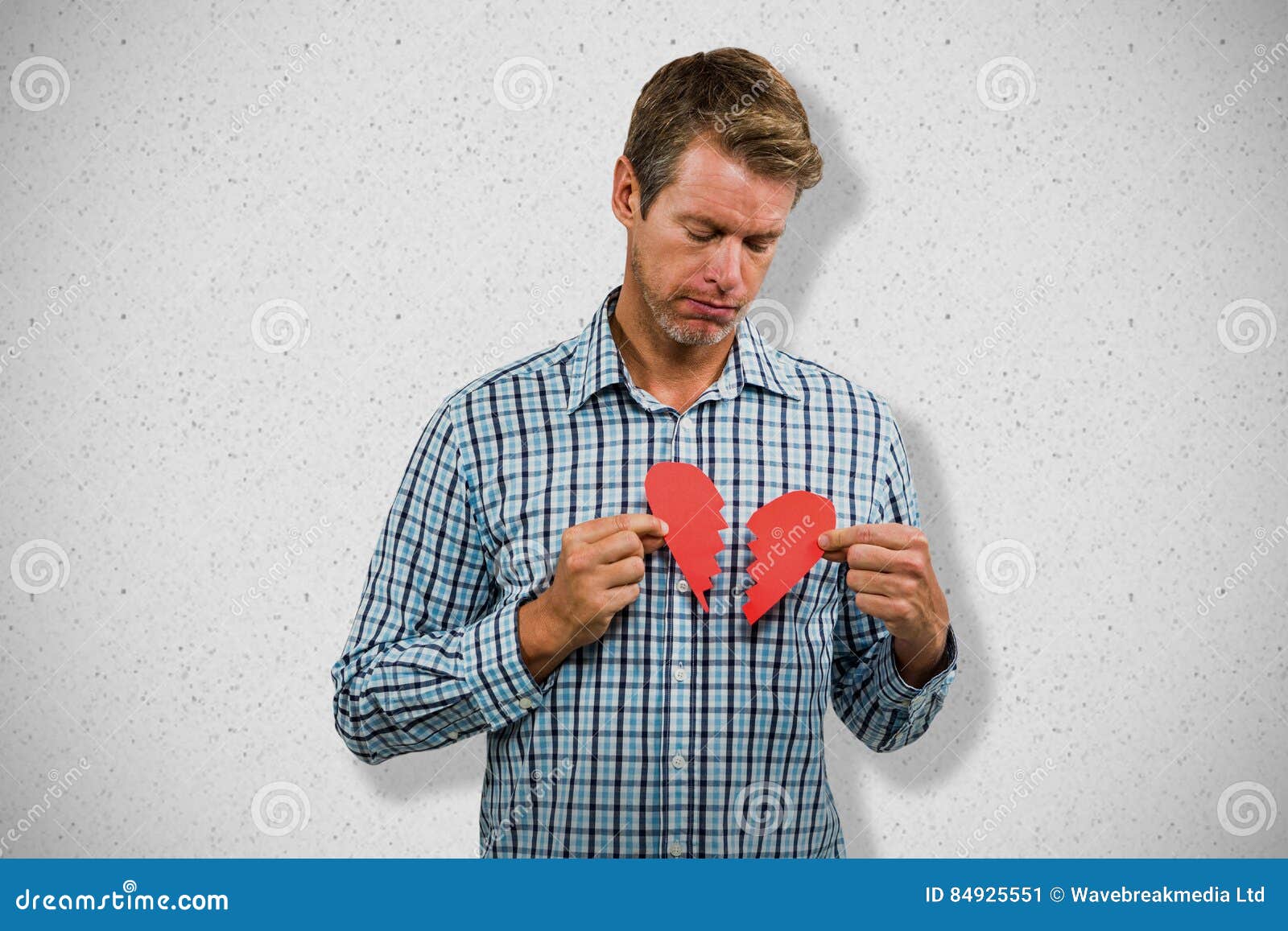 Composite Image of Sad Man with Broken Heart Stock Image - Image of ...