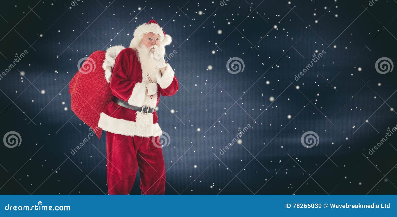 Composite Image of Santa Asking for Quiet with Bag Stock Image - Image ...