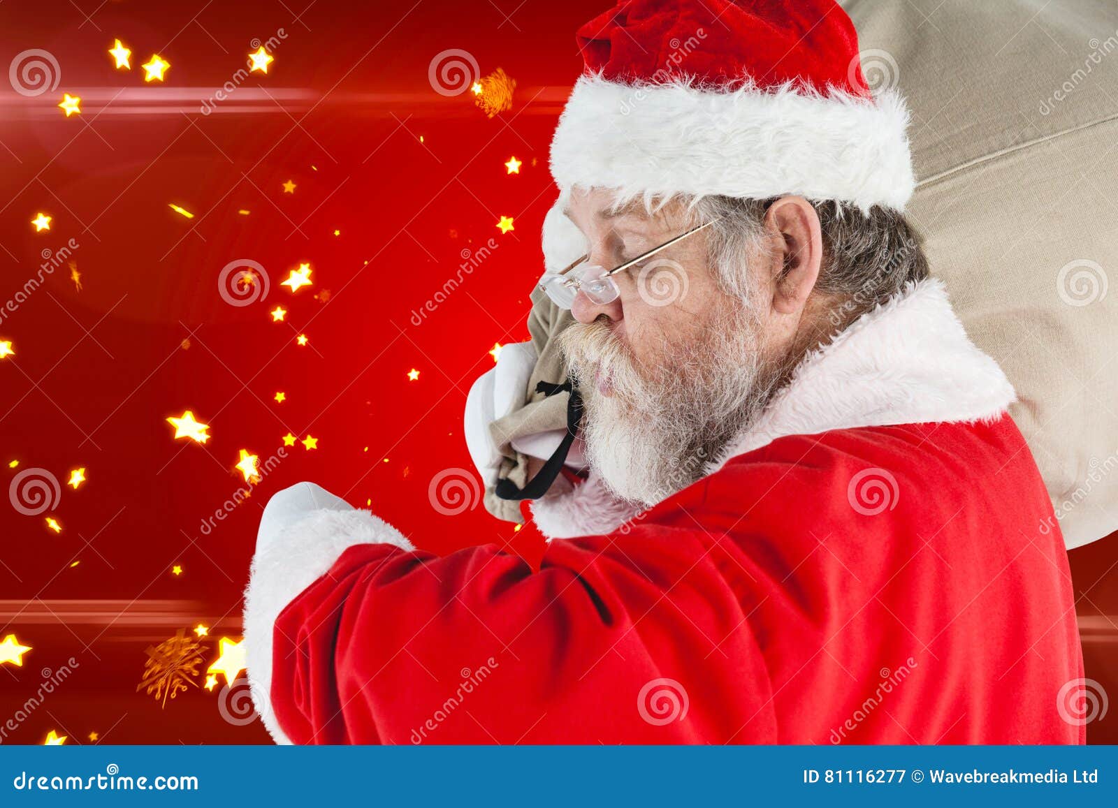 Composite Image of Santa Claus Looking at Wristwatch Stock Image ...