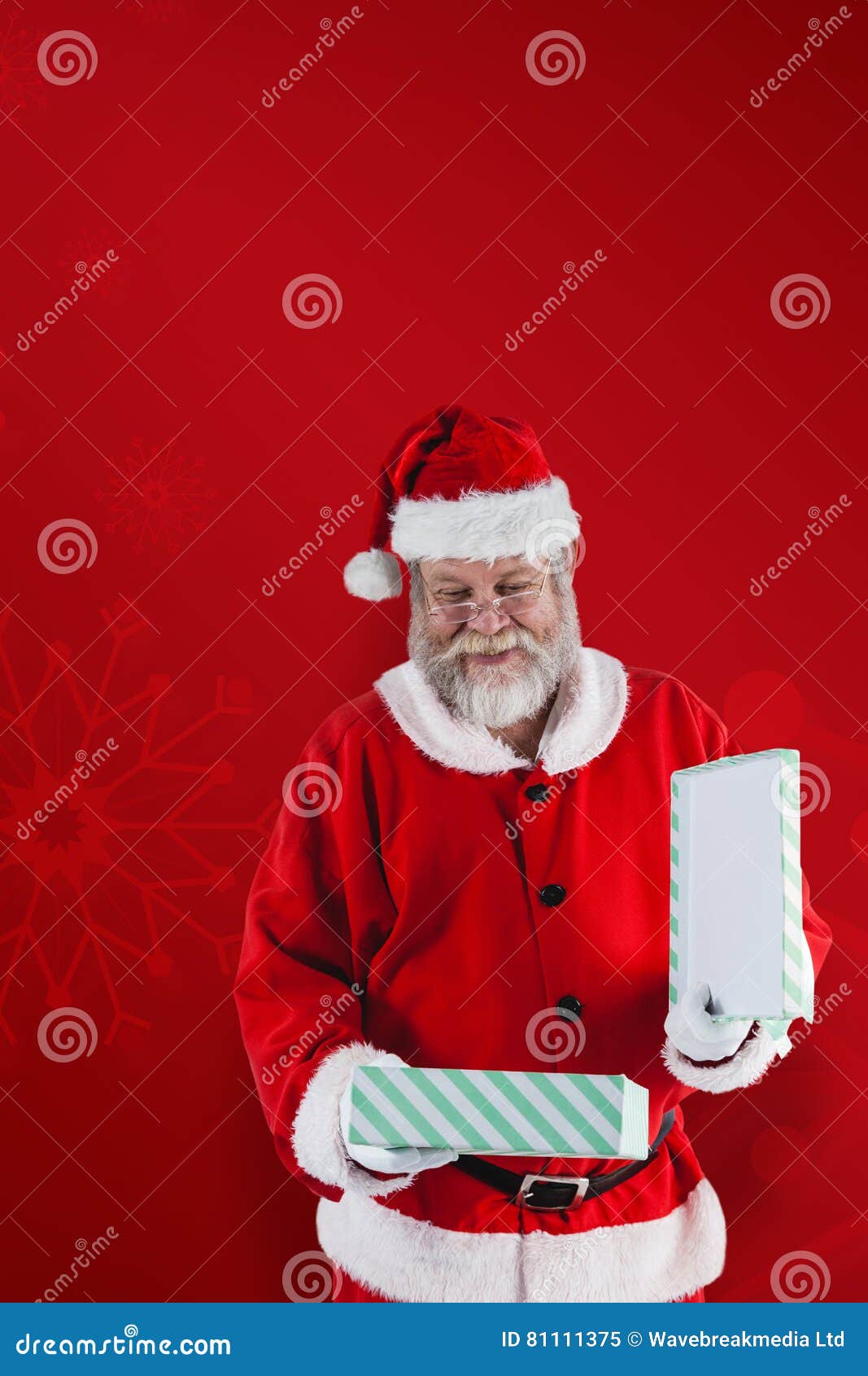 Composite Image of Santa Claus Opening Gift Box Stock Image - Image of ...