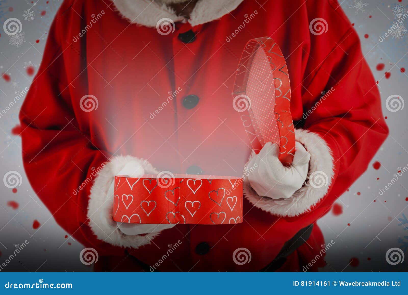 Composite Image of Santa Claus Opening a Gift Box Stock Image - Image ...
