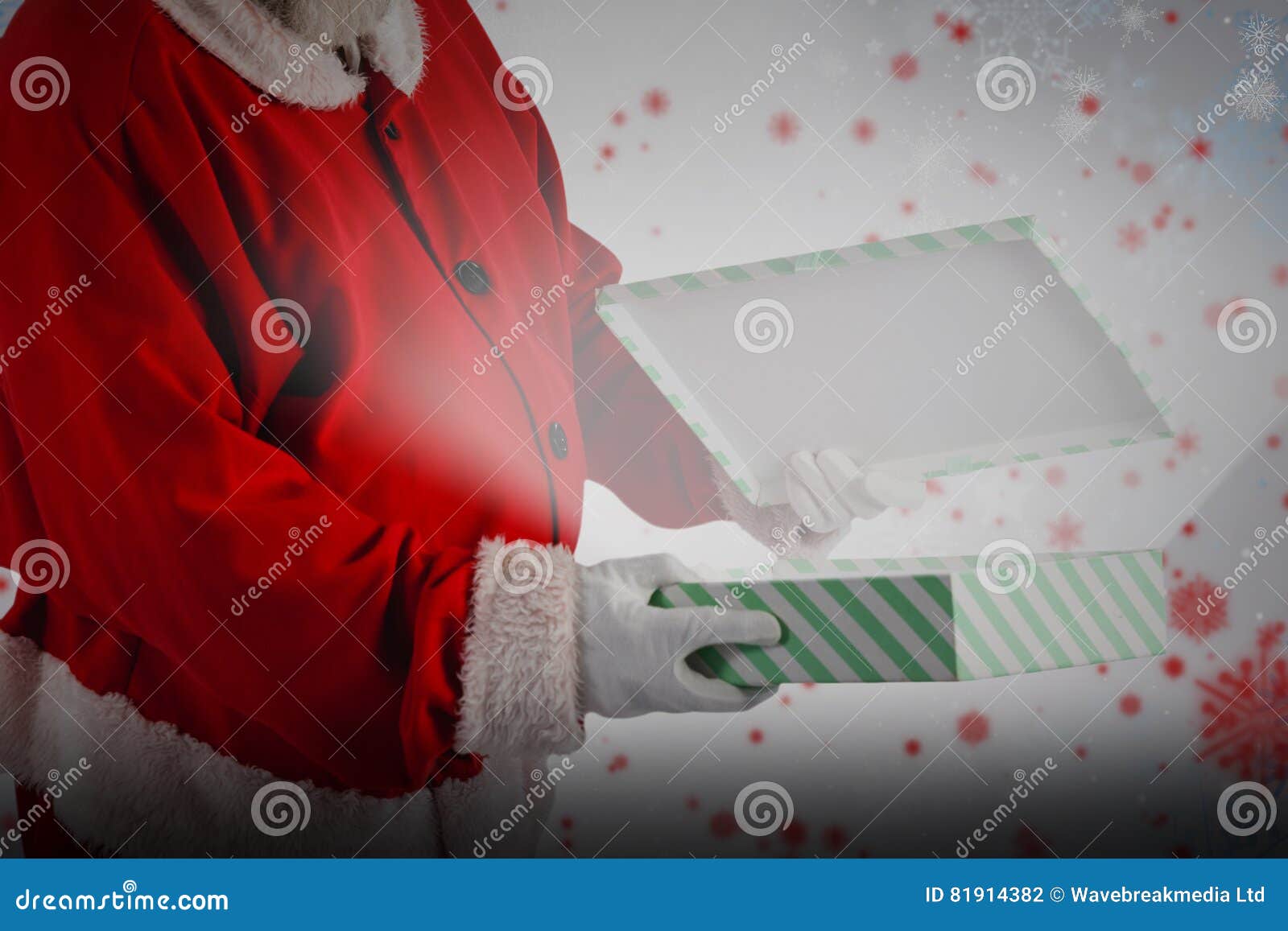 Composite Image of Santa Claus Opening Gift Box Stock Photo - Image of ...