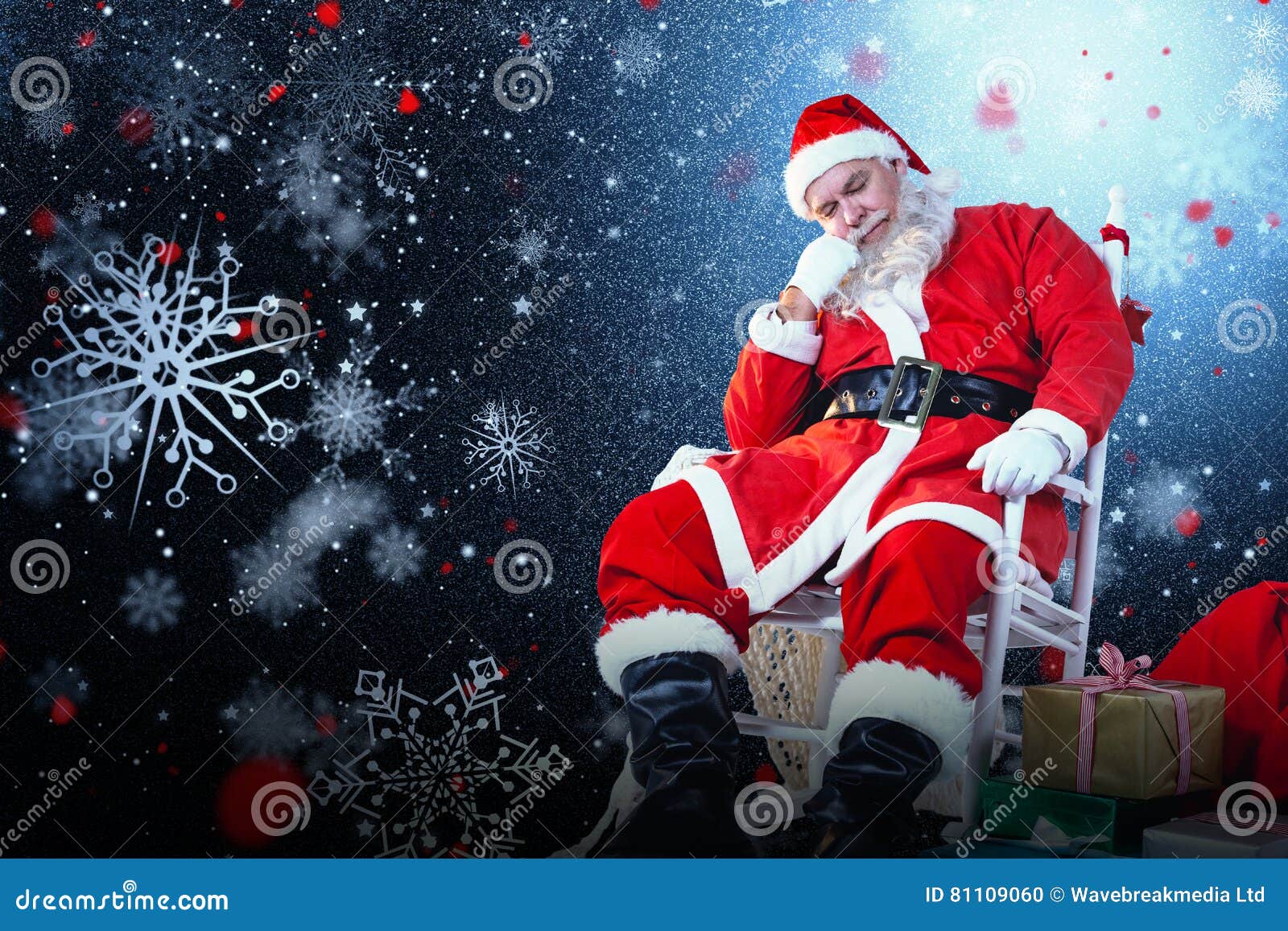Composite Image of Santa Claus Relaxing on Chair Stock Photo - Image of ...