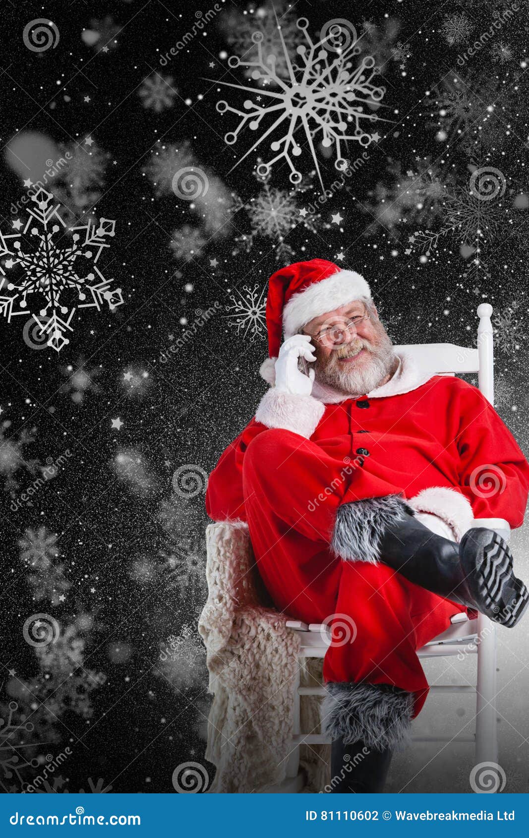 Composite Image of Santa Claus Talking on Mobile Phone Stock Photo ...