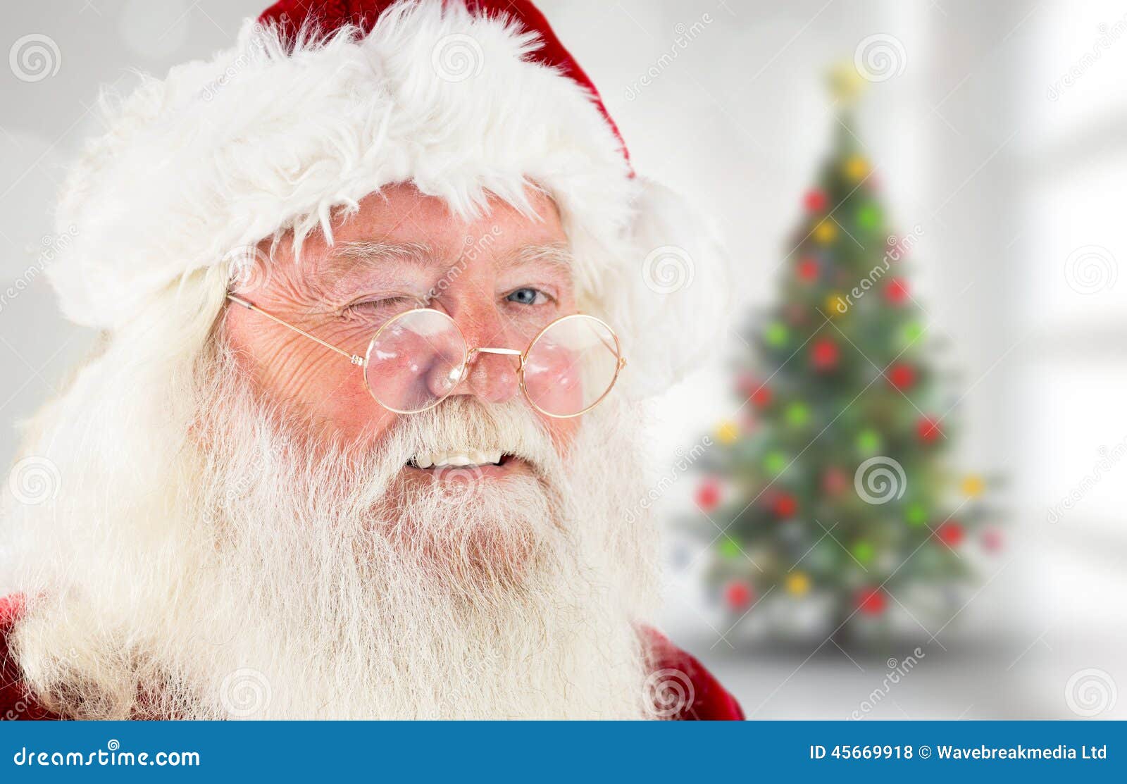 Composite Image Of Santa Claus Winking Stock Photo - Image of room ...