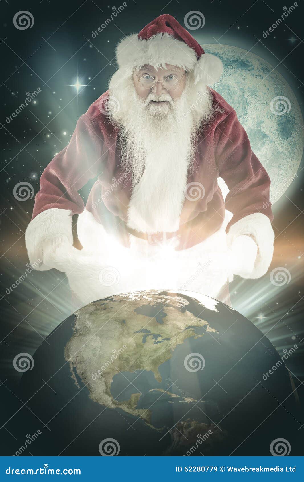 Composite Image of Santa Open His Red Bag Stock Image - Image of ...