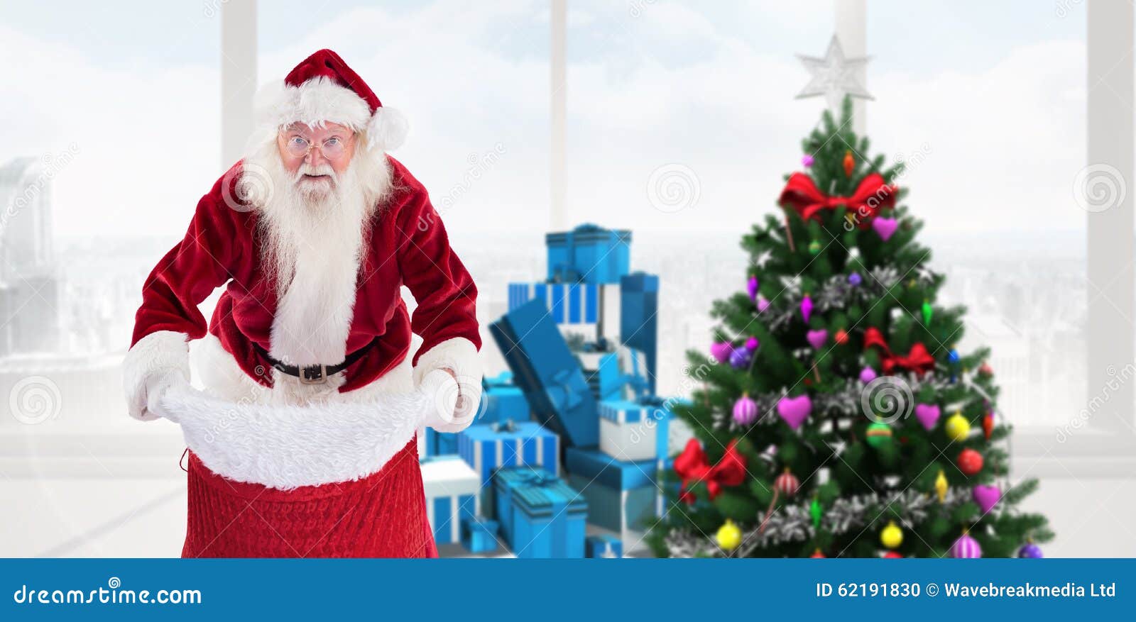 Composite Image of Santa Open His Red Bag Stock Photo - Image of joyful ...