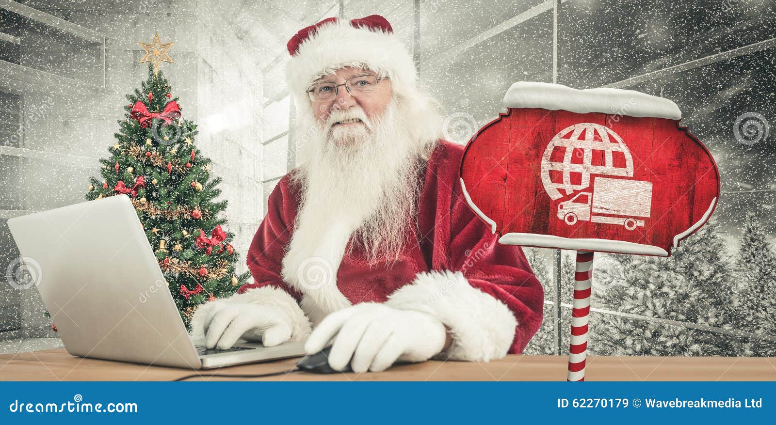 Composite Image of Santa Surfs on the Internet Stock Image - Image of ...