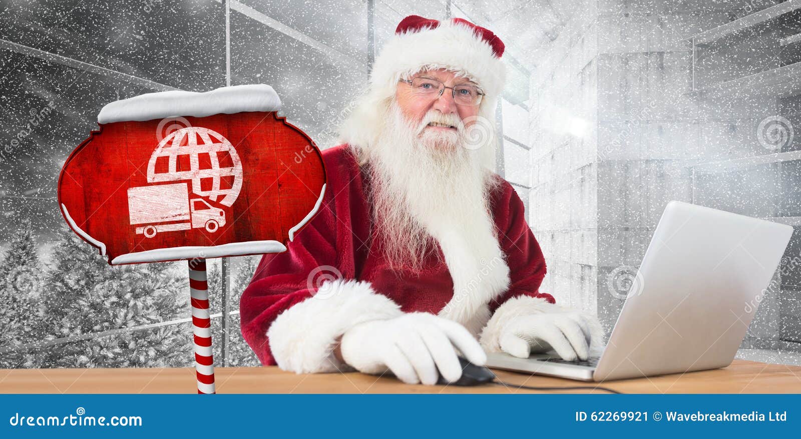 Composite Image of Santa Surfs on the Internet Stock Image - Image of ...