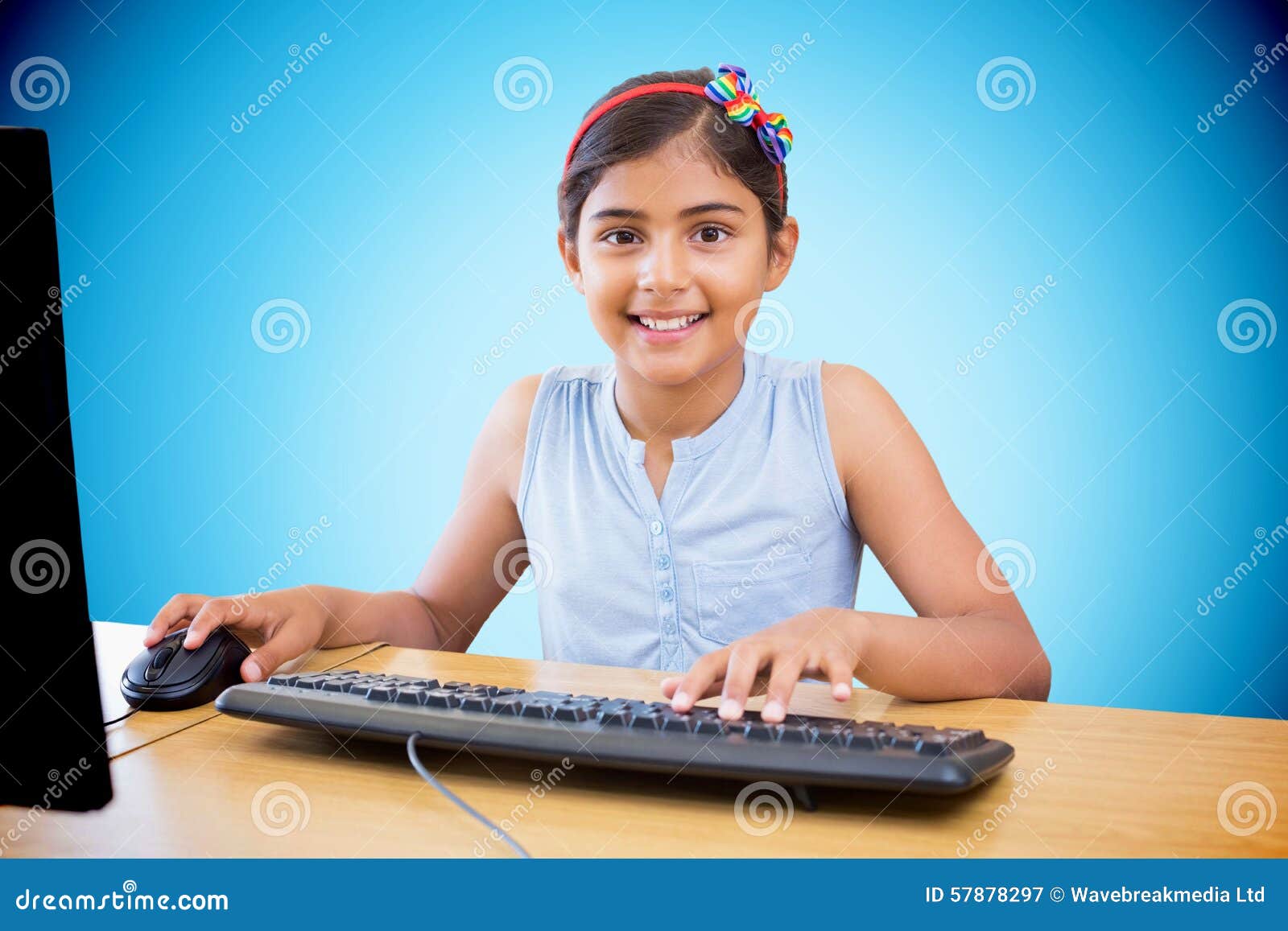 Composite Image of School Kid on Computer Stock Image - Image of ...