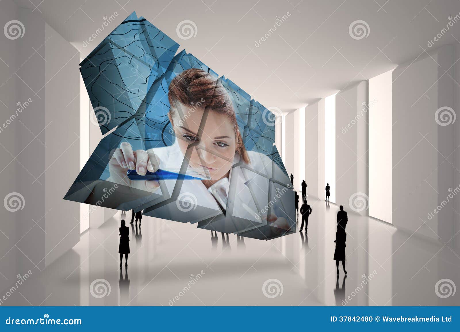 Composite Image of Scientist on Abstract Screen Stock Photo - Image of ...