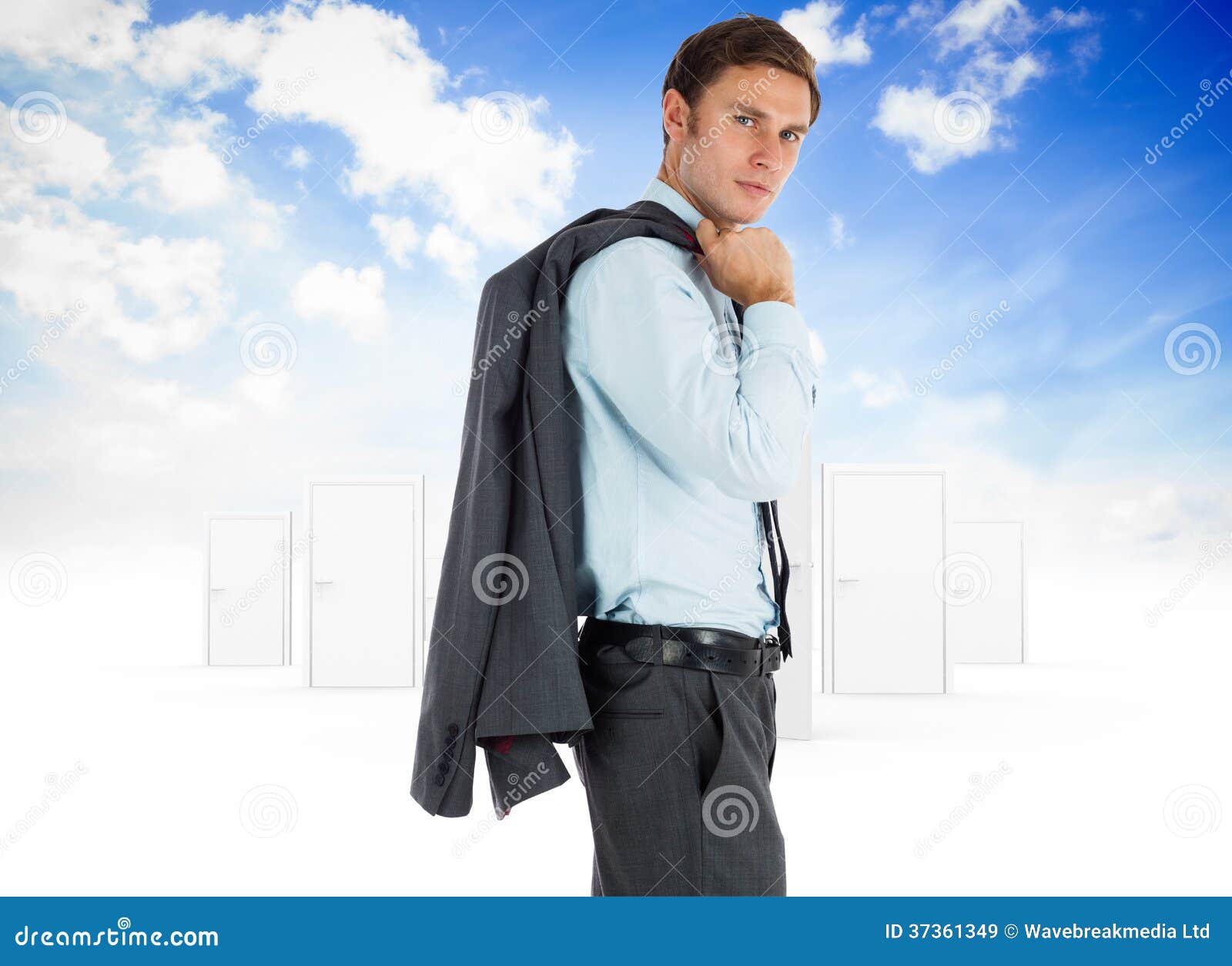 Composite Image of Serious Businessman Holding His Jacket Stock Image ...