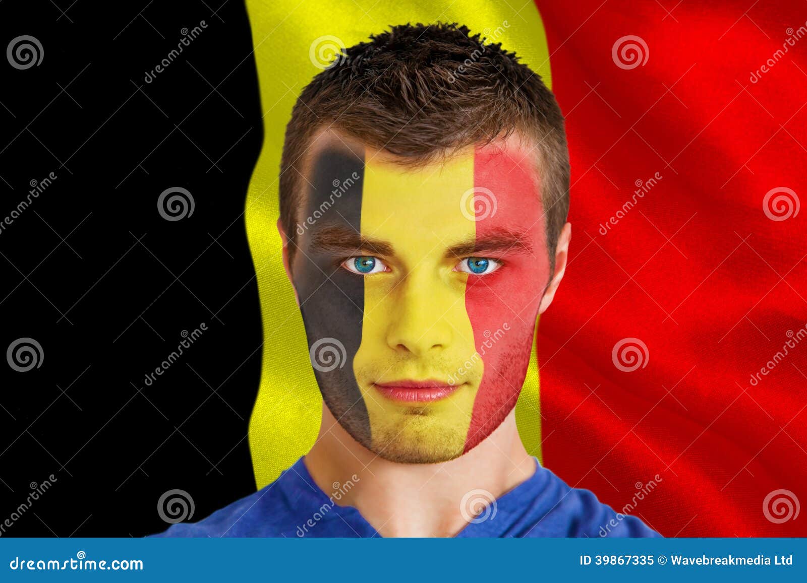 Composite Image of Serious Young Belgium Fan with Facepaint Stock Image ...