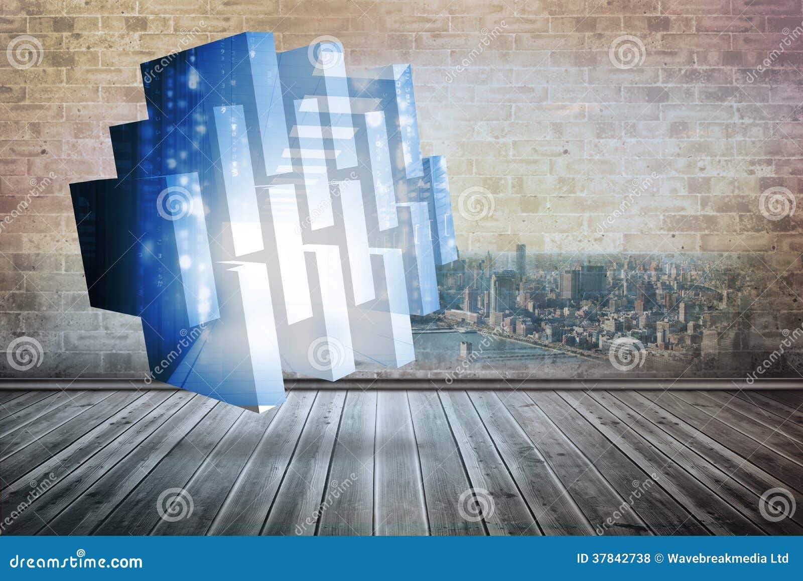 Composite Image of Server Hall on Abstract Screen Stock Illustration ...