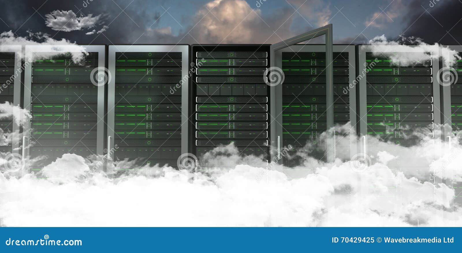 Composite Image of Server Towers Stock Illustration - Illustration of ...