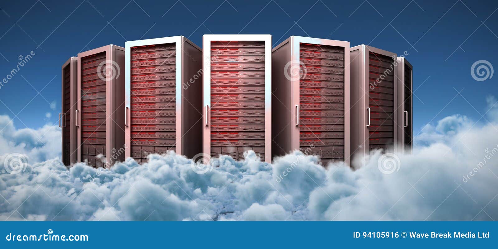 Composite Image of Server Towers Stock Illustration - Illustration of ...