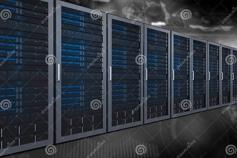 Composite Image of Server Towers Stock Illustration - Illustration of ...