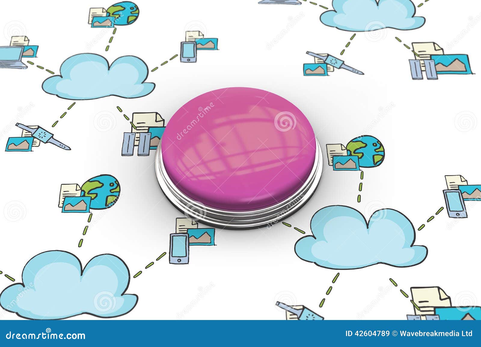 Composite Image of Shiny Pink Push Button Stock Illustration ...