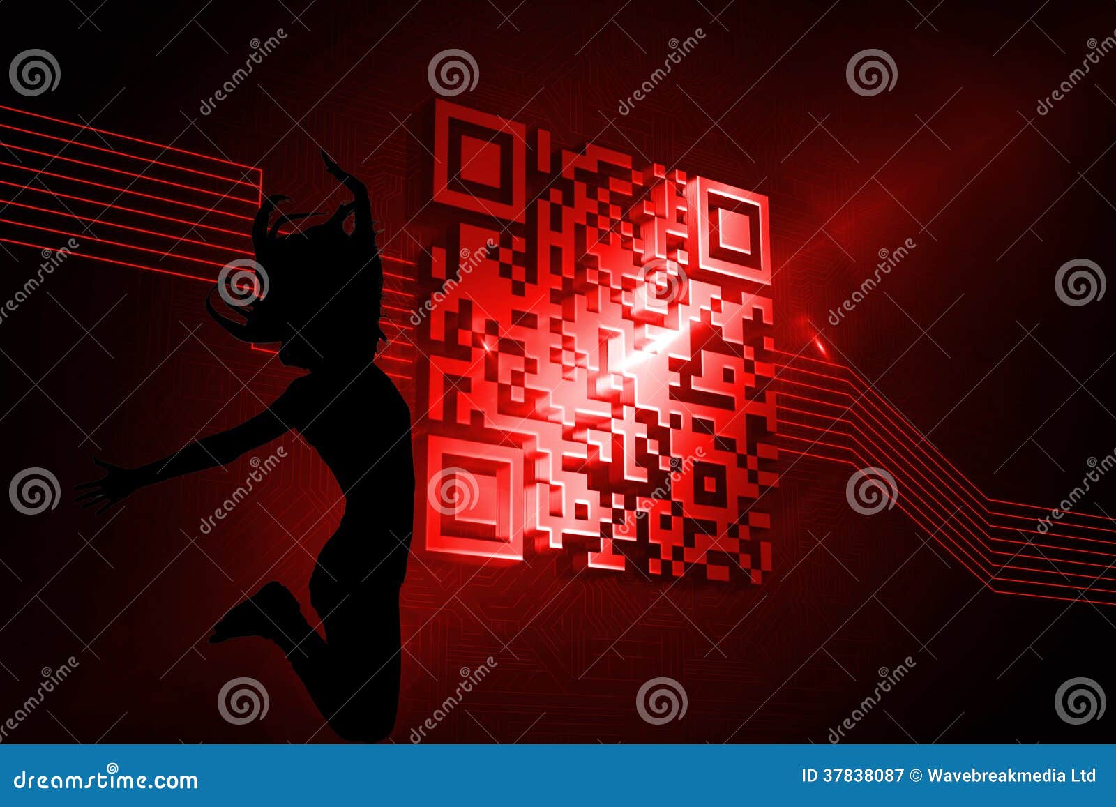 Composite Image of Shiny Red Barcode on Black Background Stock ...