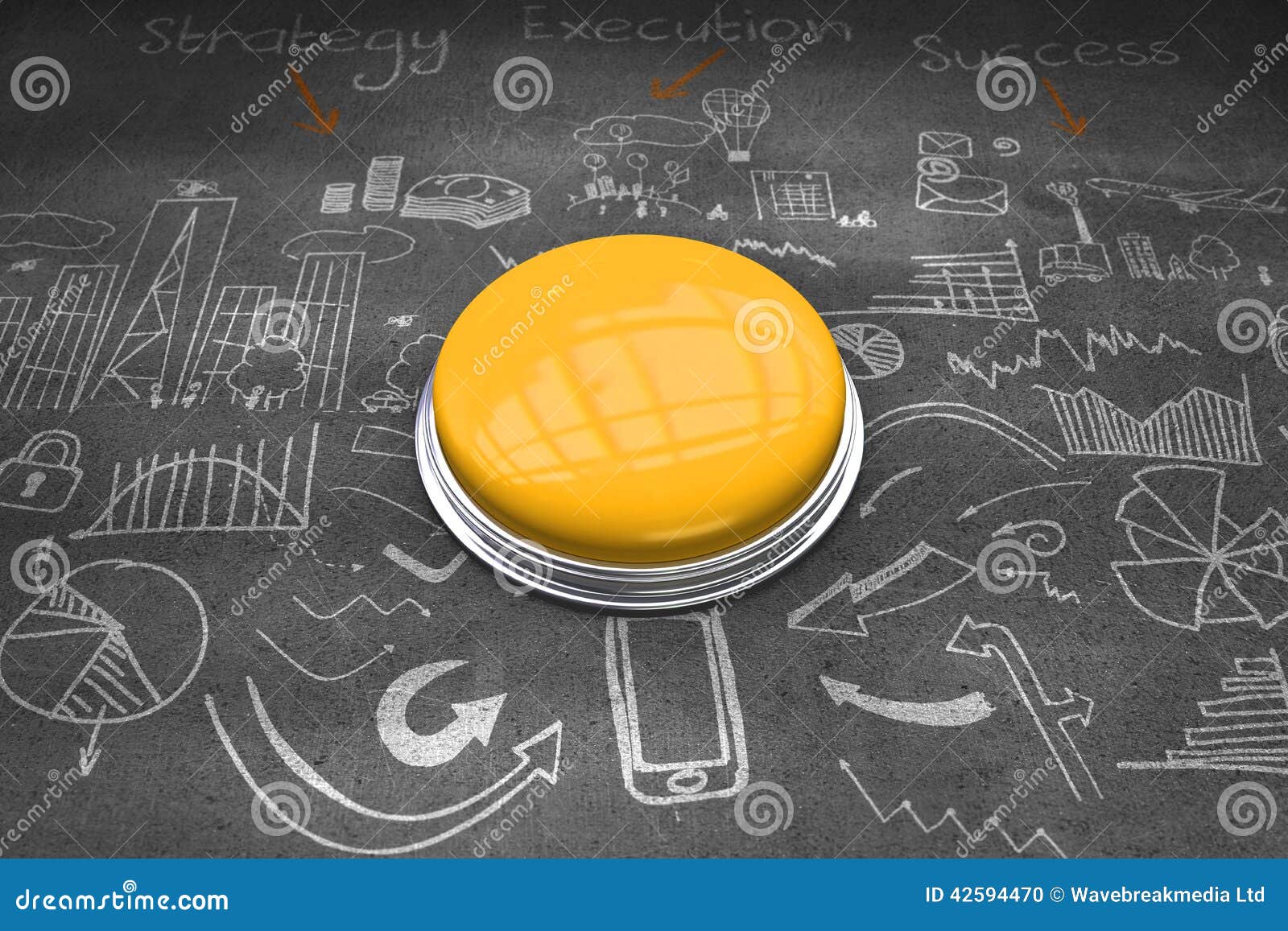 Composite Image of Shiny Yellow Push Button Stock Illustration ...