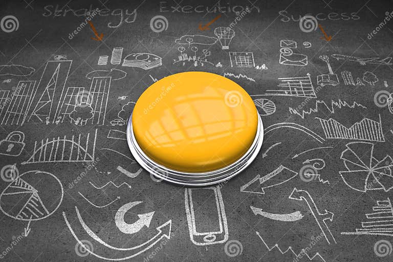 Composite Image of Shiny Yellow Push Button Stock Illustration ...