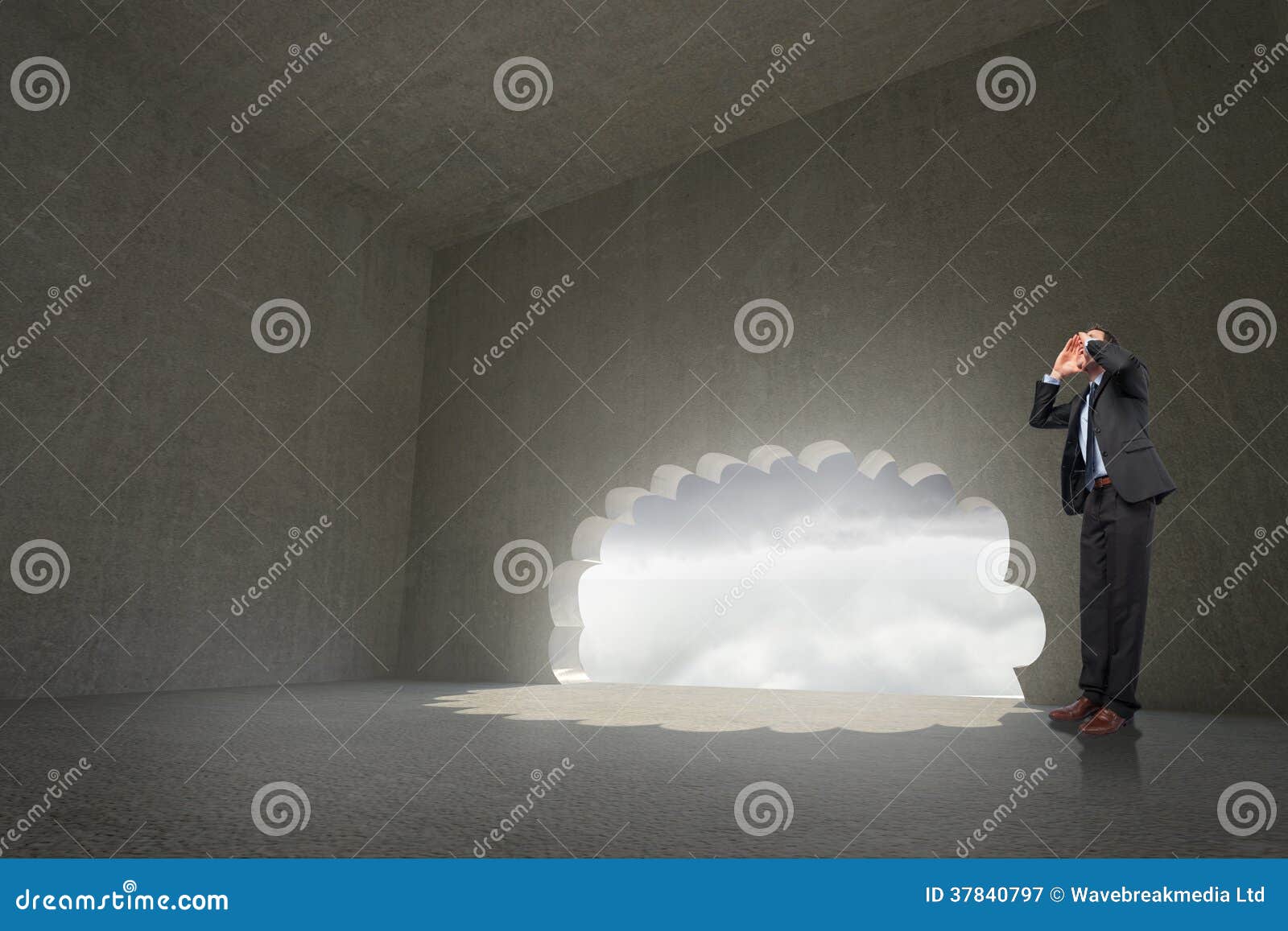 Composite Image of Shouting Businessman Stock Image - Image of clouds ...