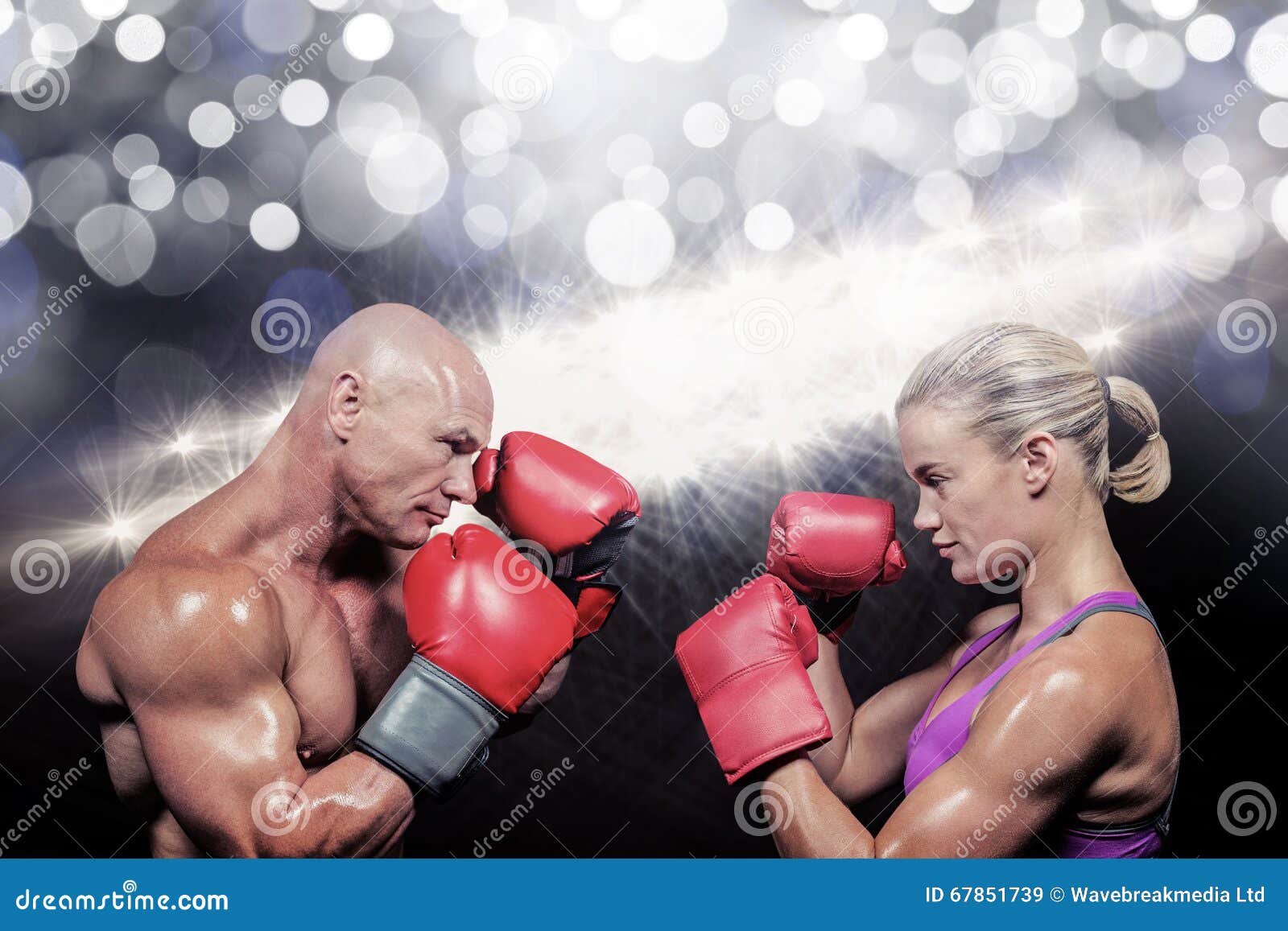 Composite Image of Side View of Boxers with Fighting Stance Stock Image ...