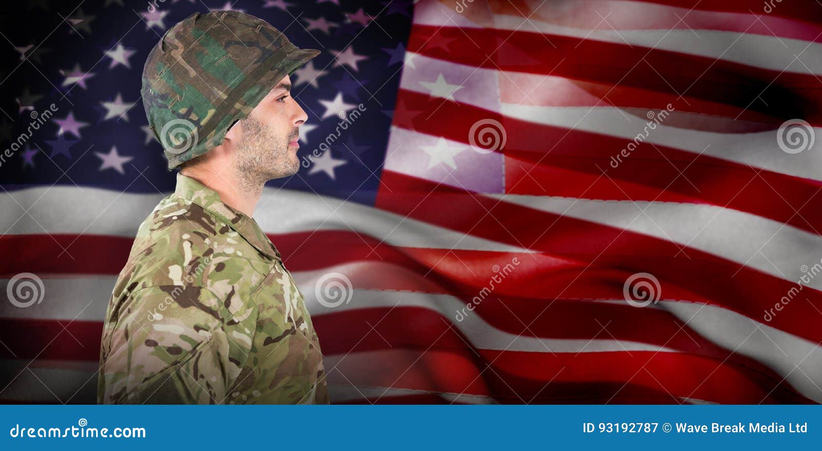Composite Image of Side View of Confident Soldier in Uniform Standing ...