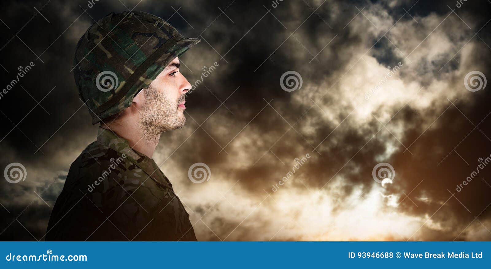 Composite Image of Side View of Confident Soldier in Uniform Standing ...