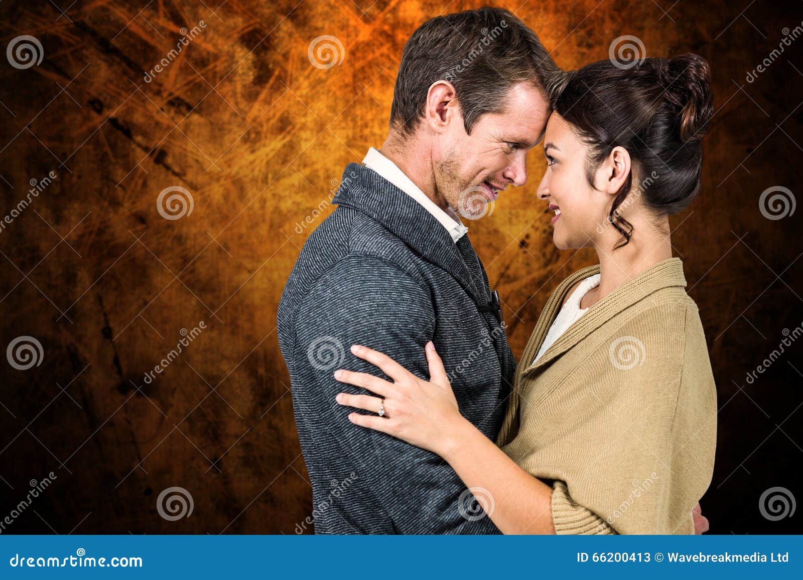 Composite Image of Side View of Romantic Couple Hugging Stock Image ...