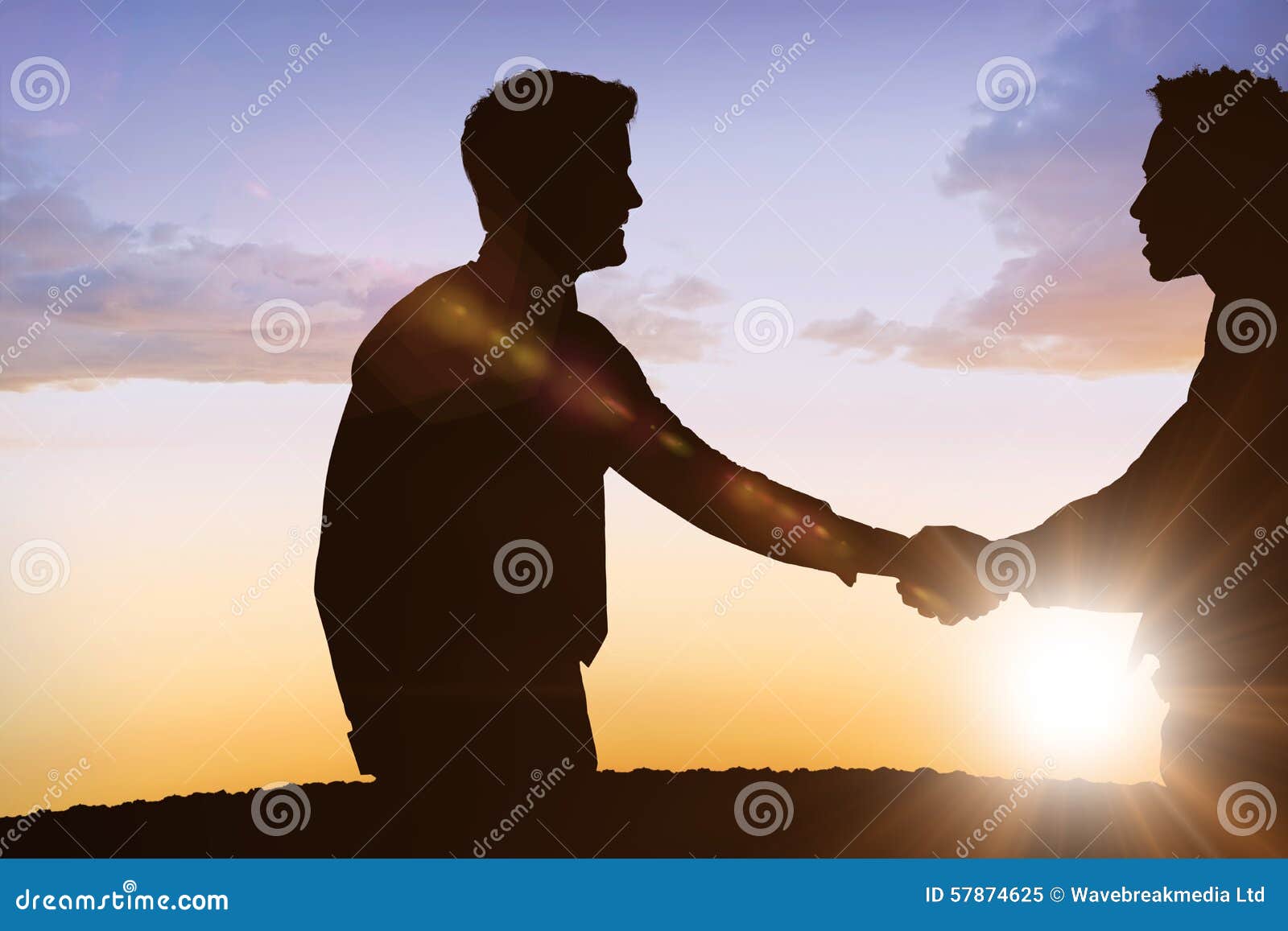 Composite Image of Silhouettes Shaking Hands Stock Image - Image of ...
