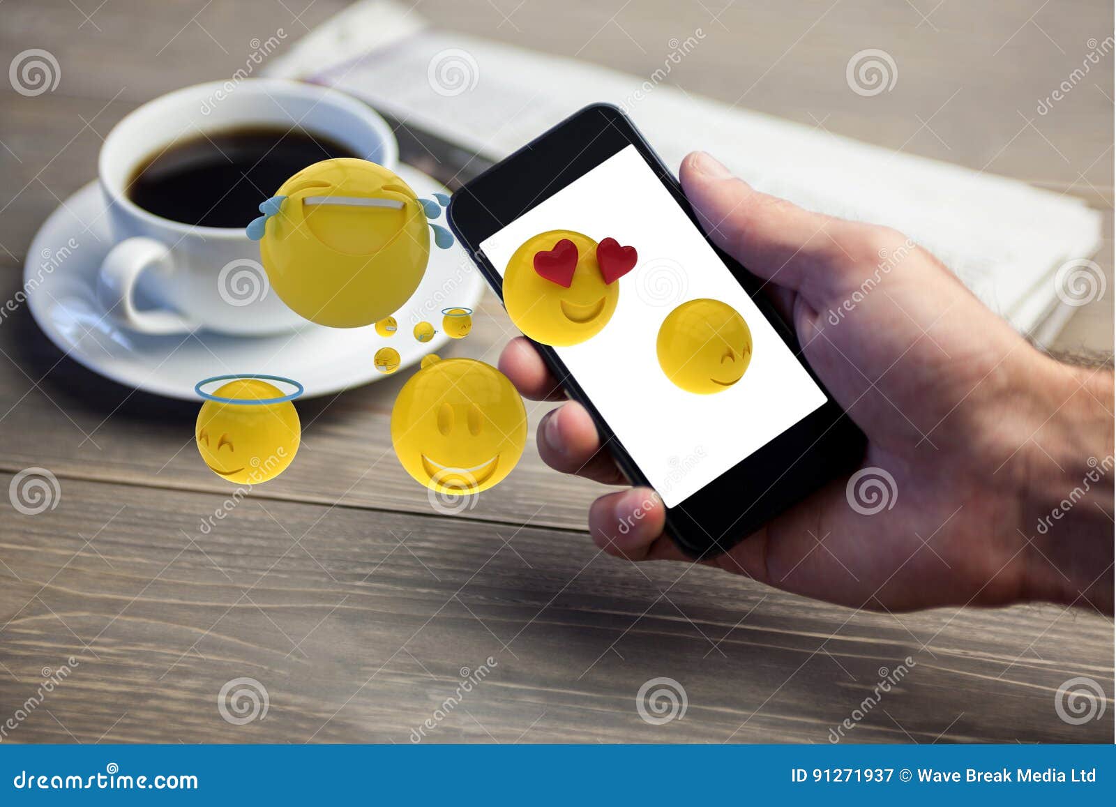 Composite Image of Smartphone and Smileys Stock Illustration ...