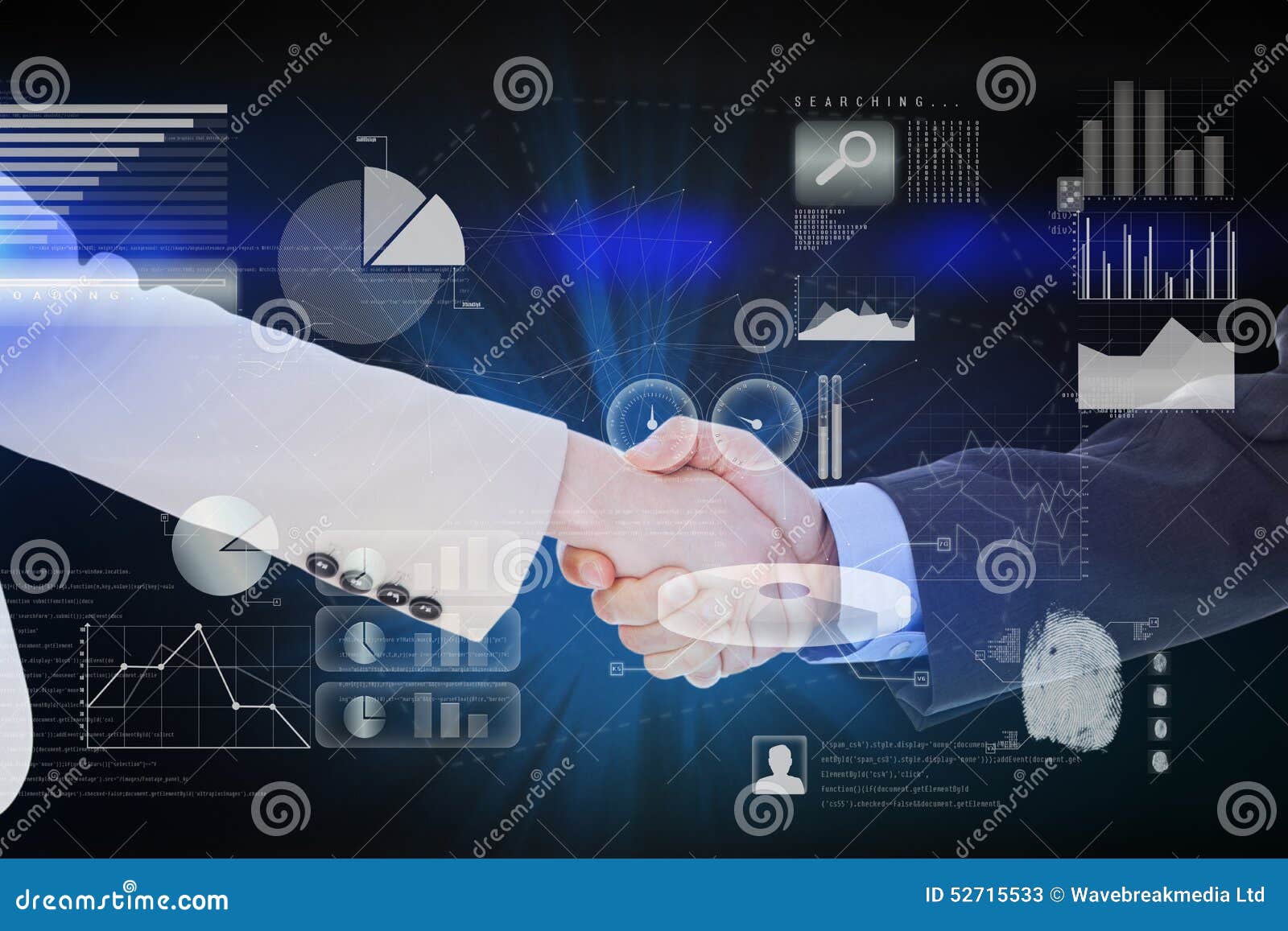 Composite Image of Smiling Business People Shaking Hands while Looking ...