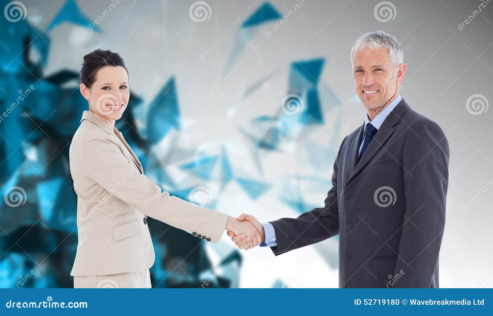Composite Image of Smiling Business People Shaking Hands while Looking ...